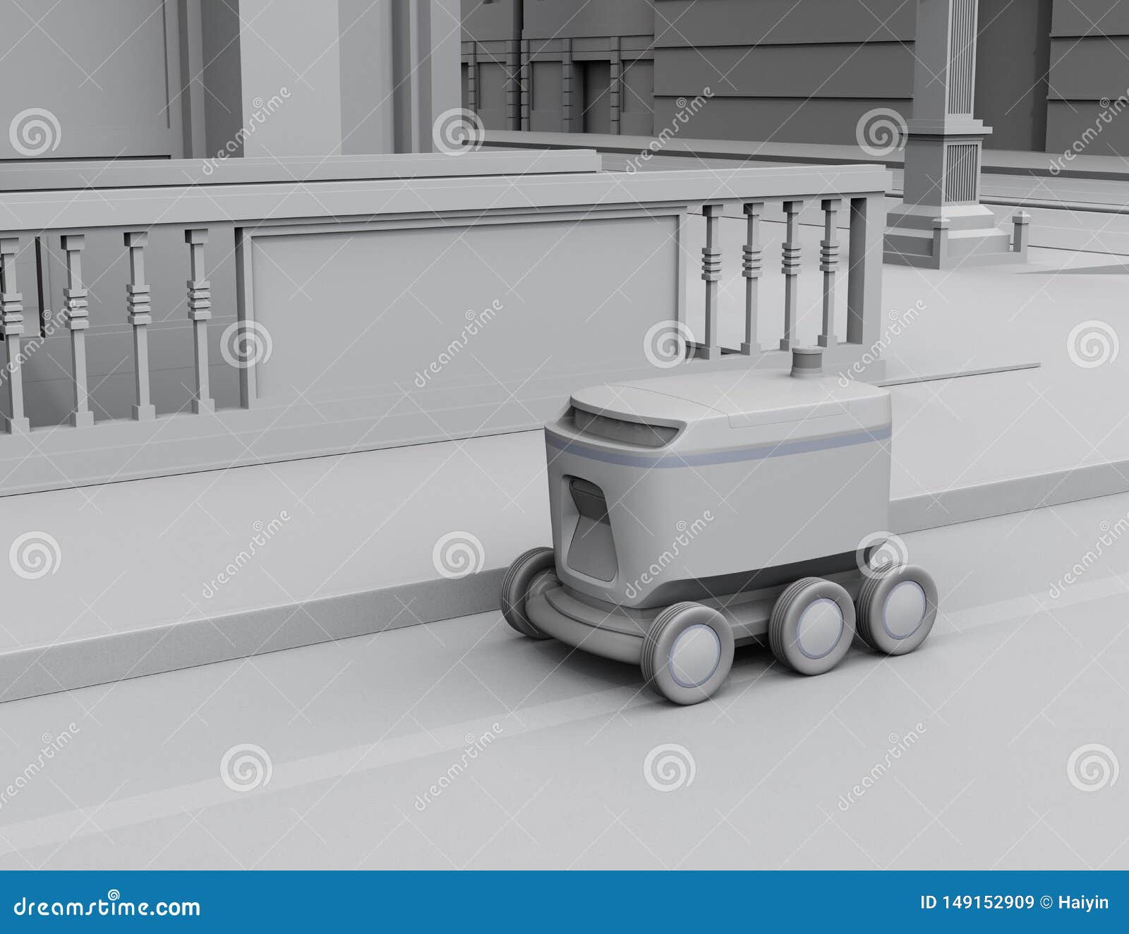 Clay Rendering of Self-driving Delivery Robot Moving on the Street ...
