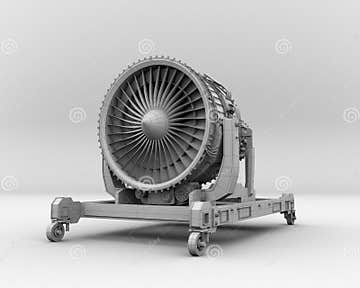 Clay Rendering of Turbojet Engine on Gray Background Stock Illustration ...