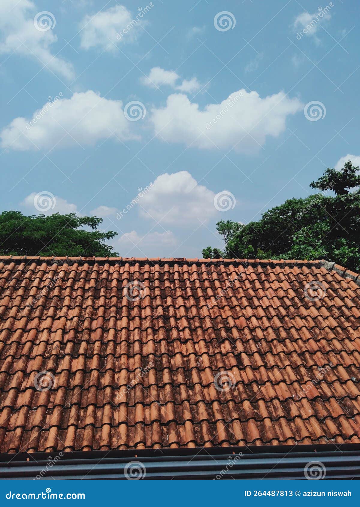 Clay roof tiles stock image. Image of tiles, skyblue - 264487813