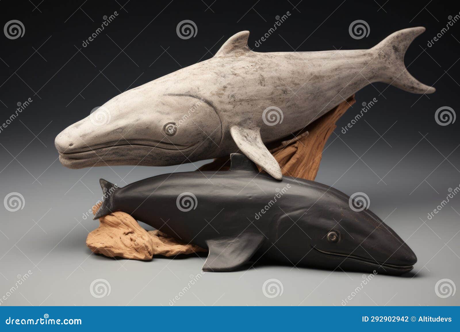 Clay Sculpture Representing A Whale And Calf Together Stock Photo ...