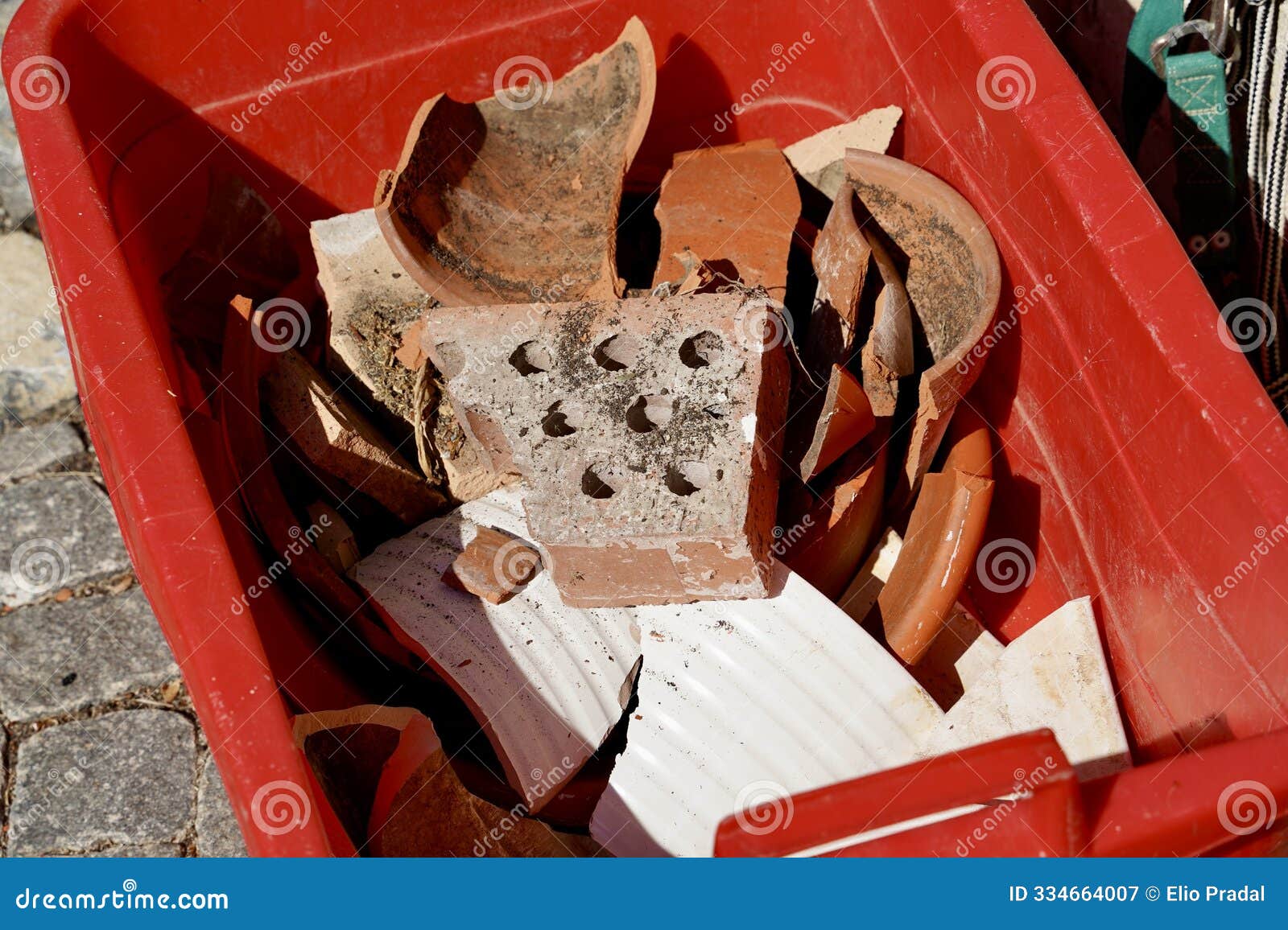 Clay Shards and Broken Vases and Bricks and Ceramic on Red Background ...