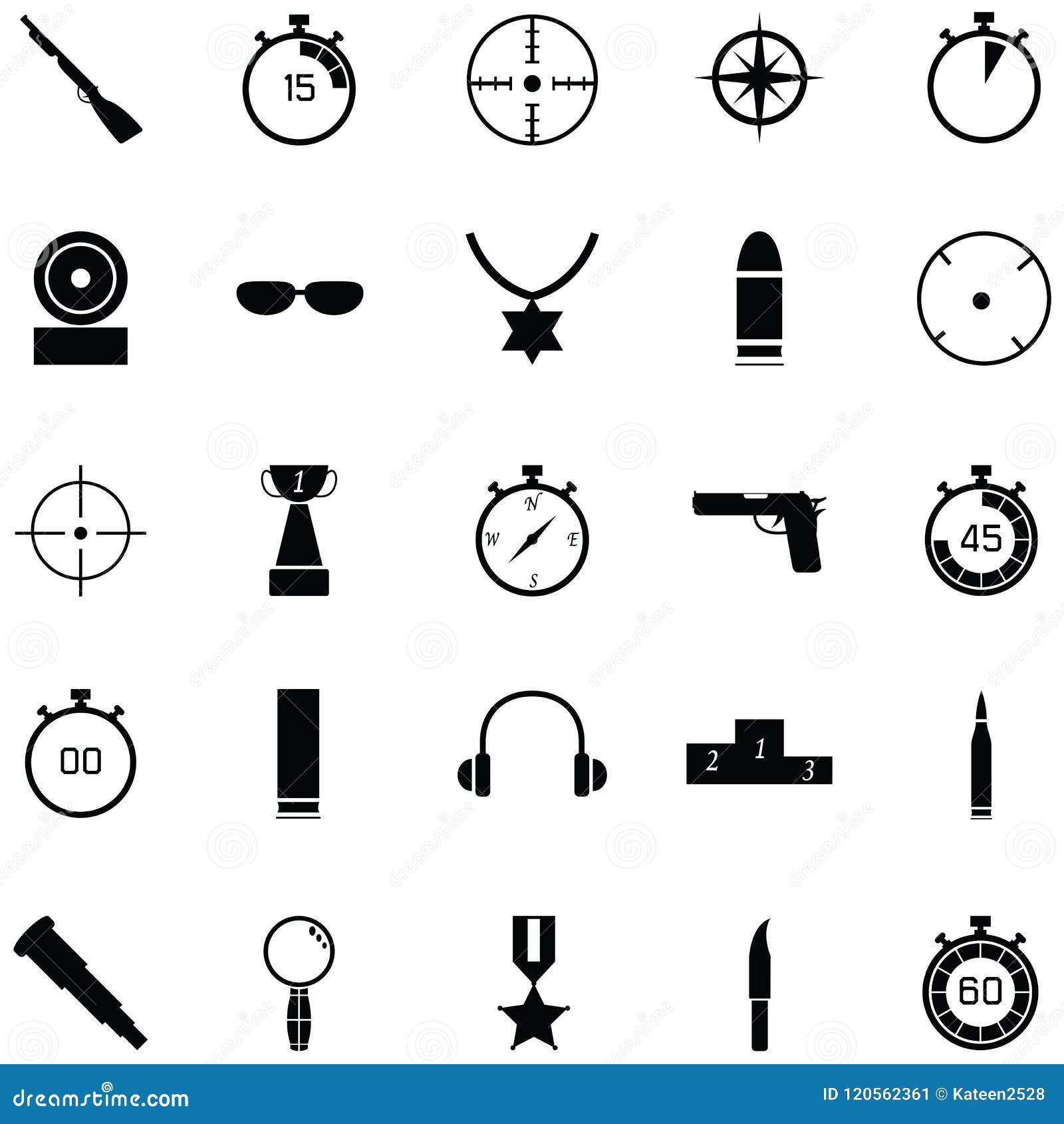 Clay Shooting Or Skeet Shooting Icons Black & White Sticker Set Big ...