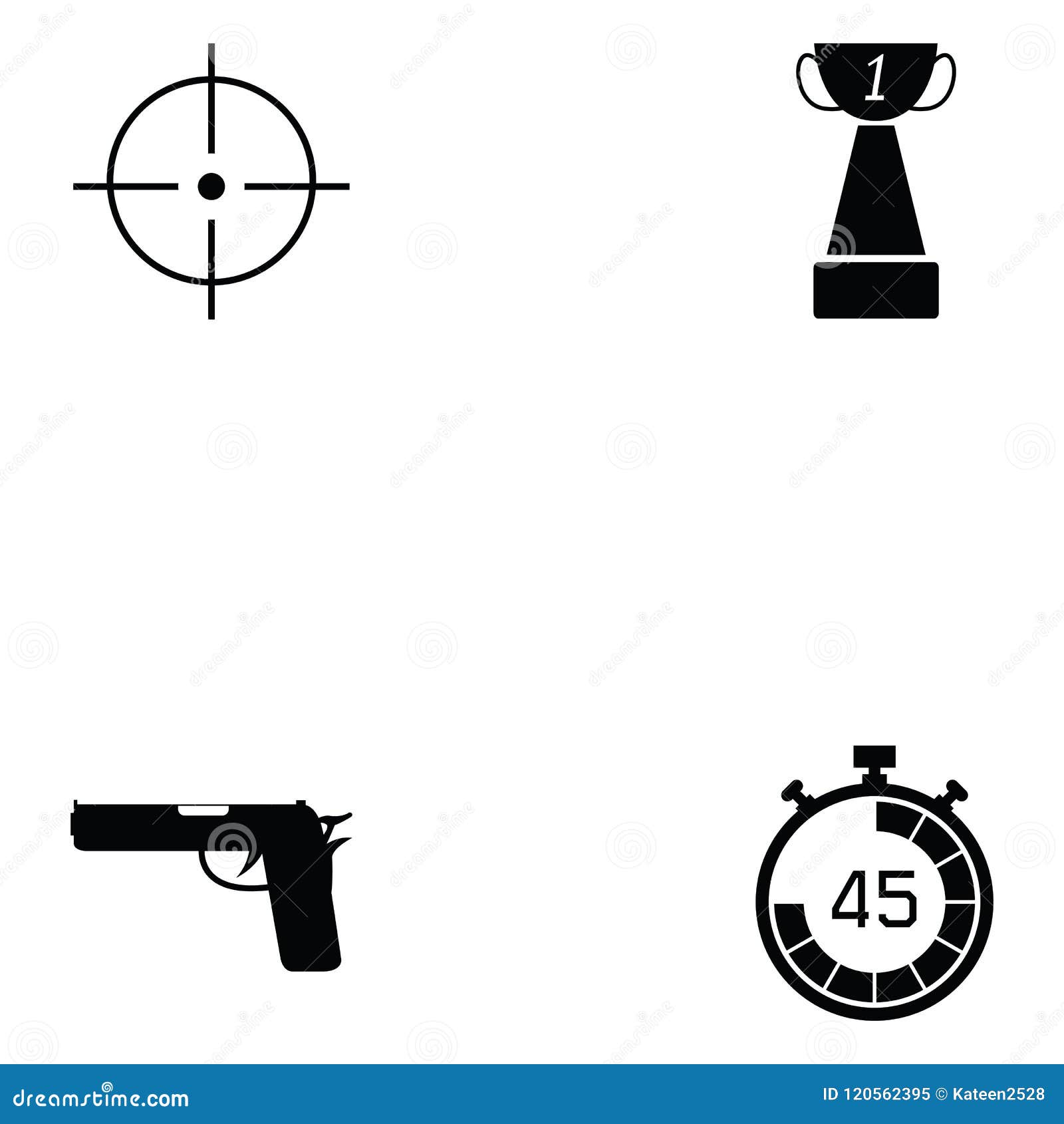 Clay Shooting Or Skeet Shooting Icons Black & White Sticker Set Big ...