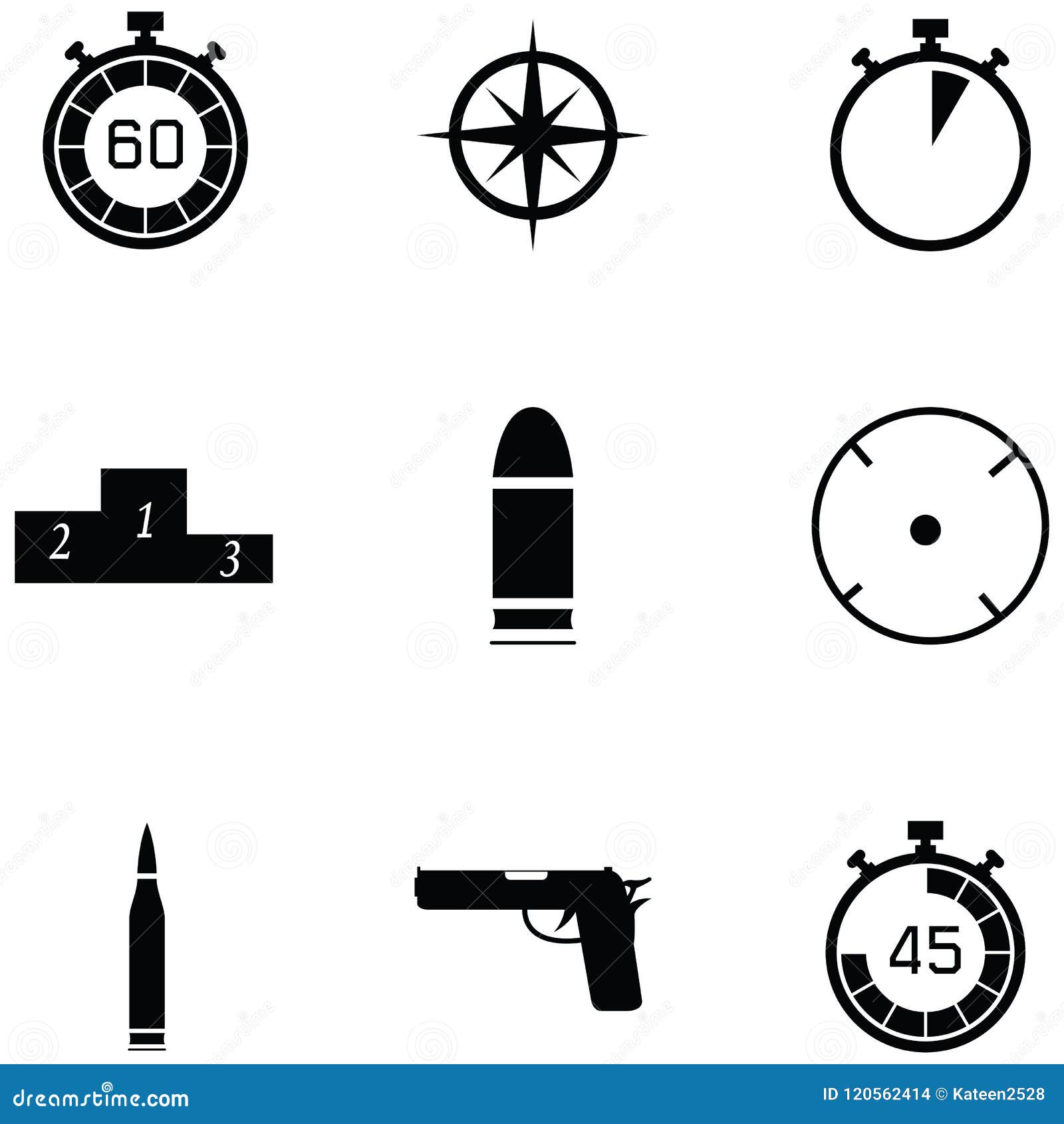 Clay Shooting Or Skeet Shooting Icons Black & White Sticker Set Big ...