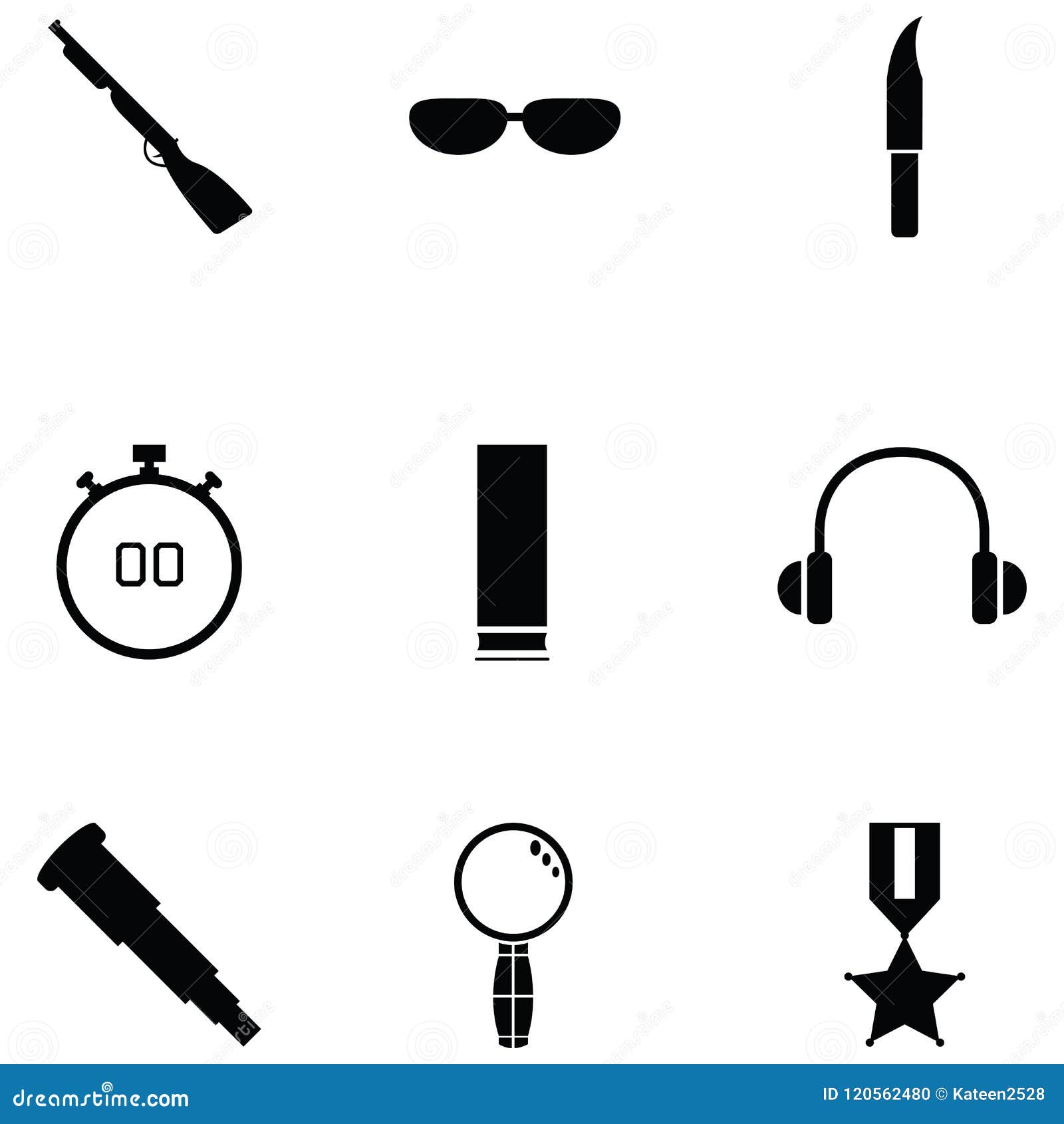 Clay Shooting Or Skeet Shooting Icons Black & White Sticker Set Big ...