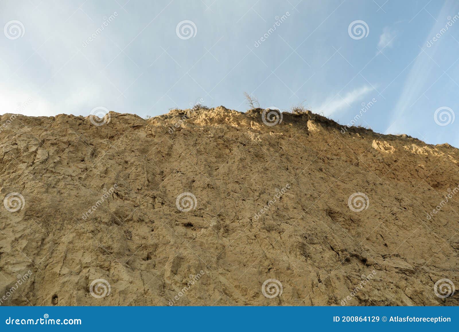 Clay Slope Against Beautiful Blue Sky Background Stock Image - Image of ...