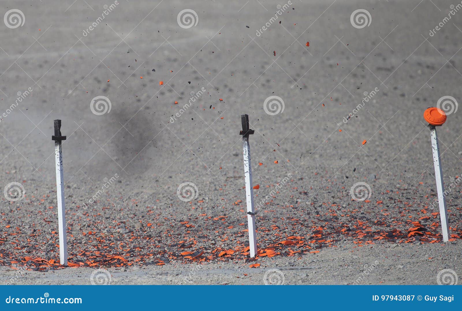 Clay target shattering stock image. Image of clay, orange - 97943087