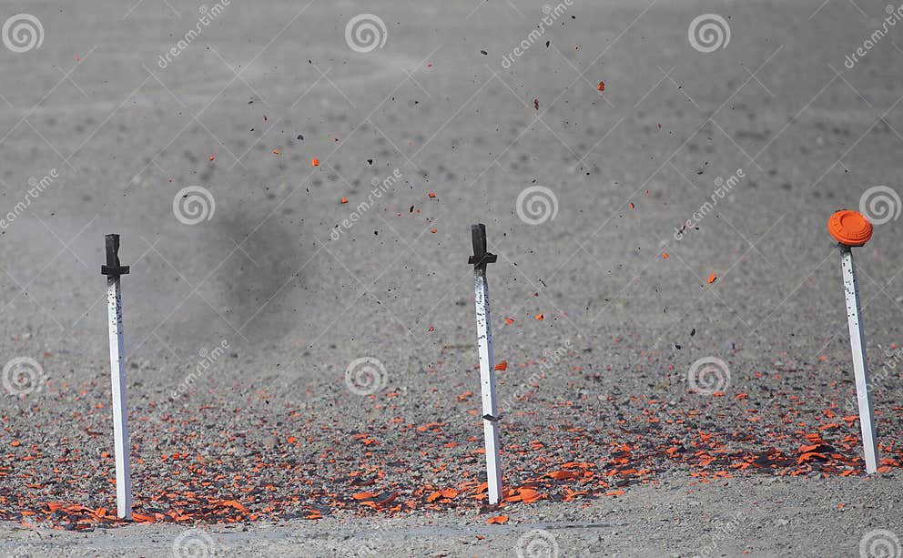 Clay target shattering stock image. Image of clay, orange - 97943087