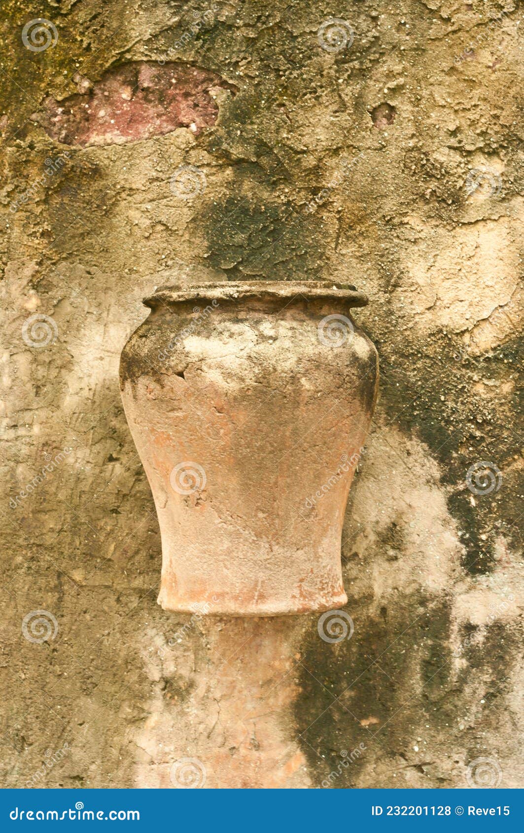 Clay Urn, Hanging on a Shell and Concrete Outside Wall Stock Photo ...