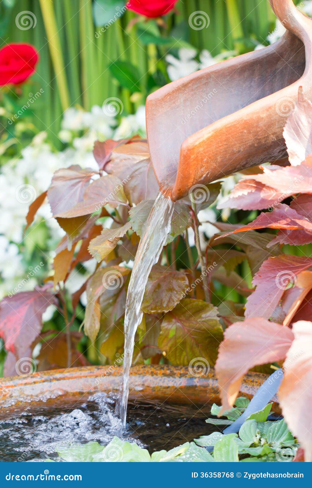 Clay Water Feature with Pond. Stock Photo - Image of green, gardening ...