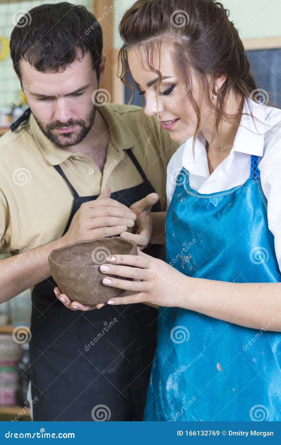 Claymaking Concept. Two Cheerful Professional Ceramists during a ...