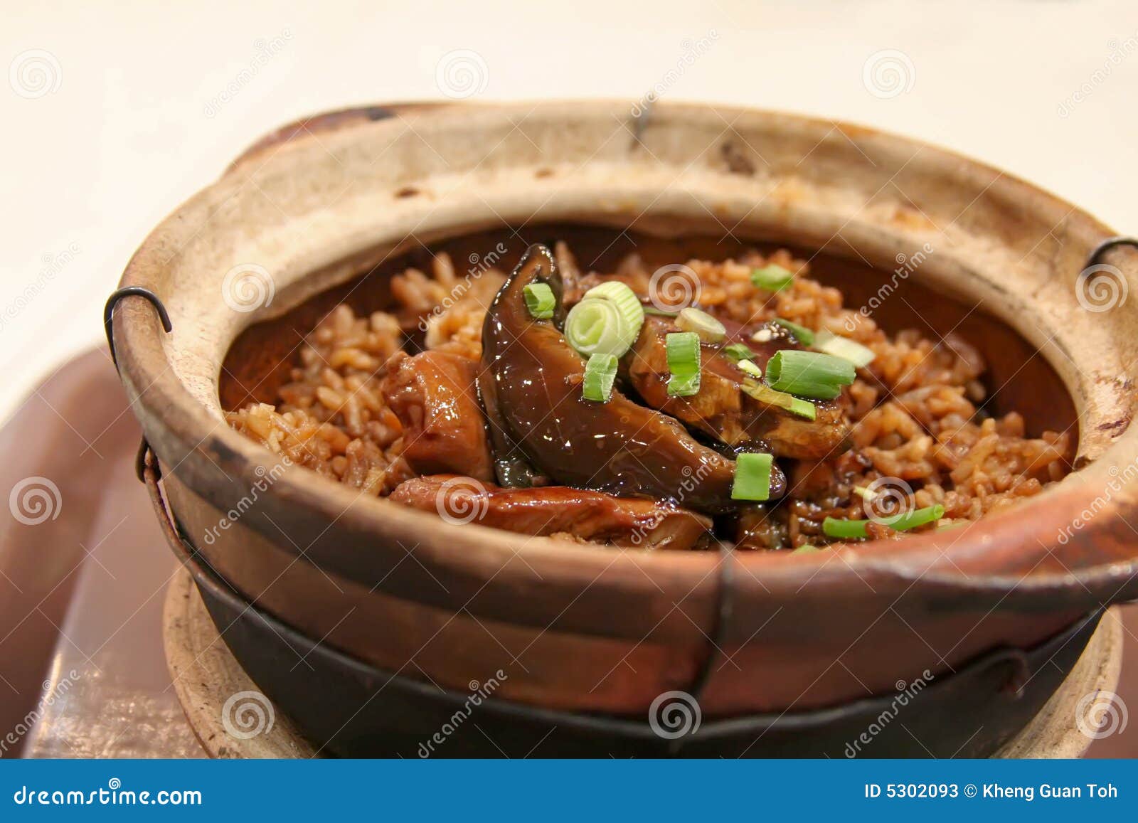 Claypot rice stock image. Image of onions, food, plate - 5302093