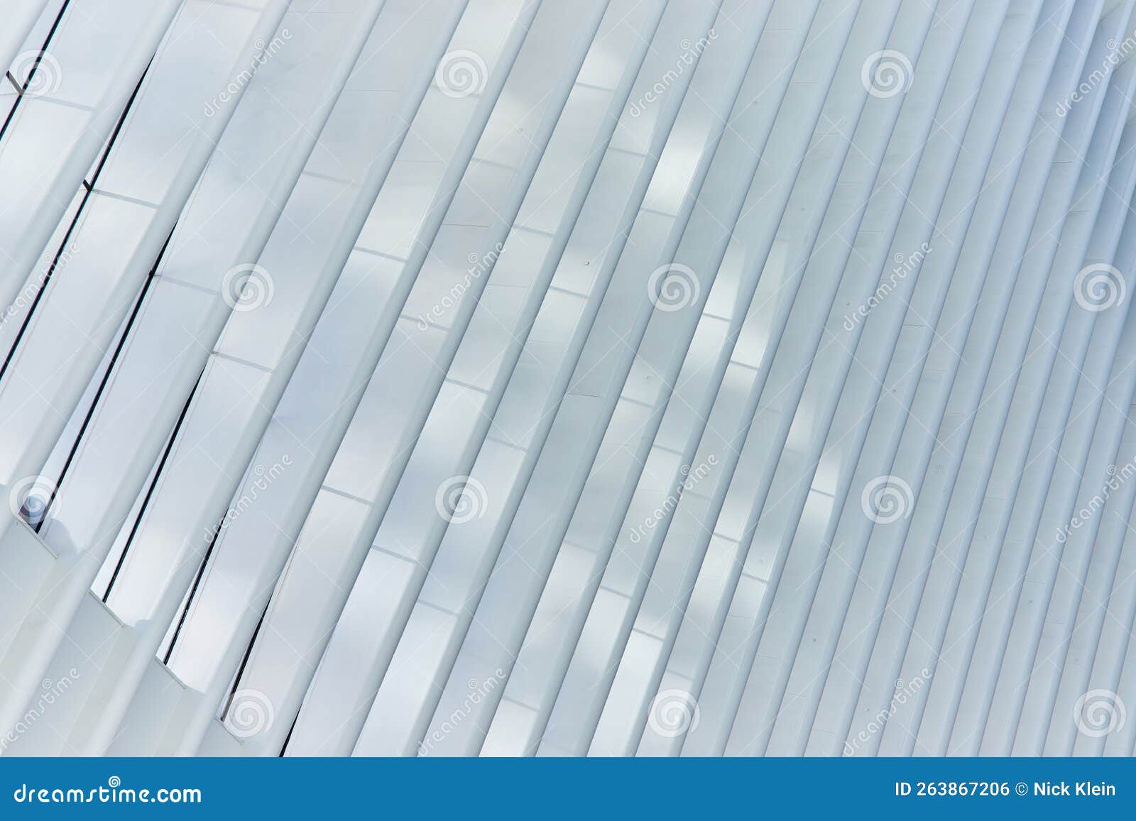 Clean Abstract White Rib Pole Architecture at Angle with Soft Light ...