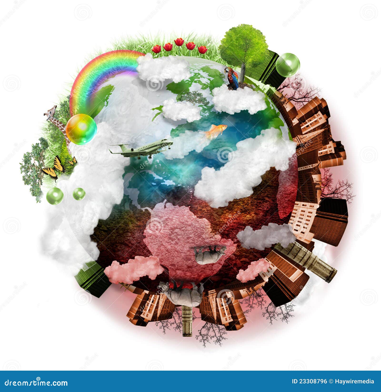 Clean Air and Polluted Earth Mix Stock Illustration - Illustration of ...