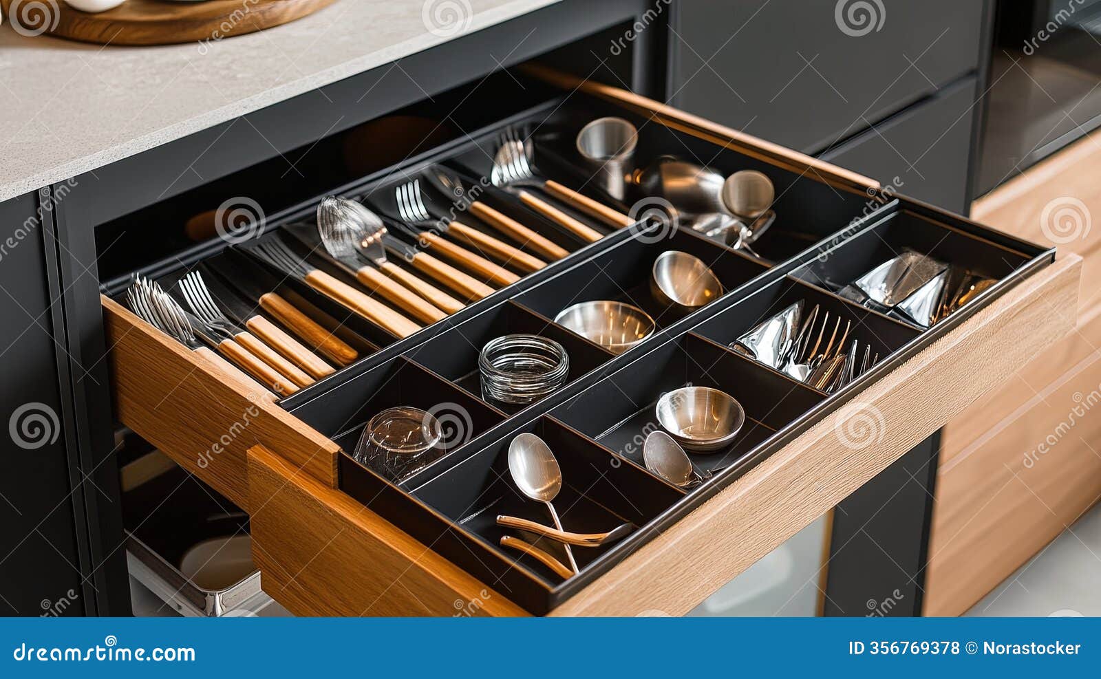 A Clean Arrangement of Modular Kitchen Storage Units Styled with Sleek ...