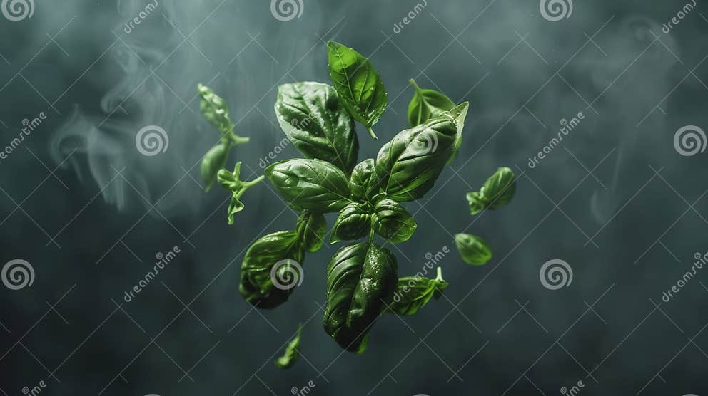 Clean and Basic Shot of a Spinning Piece of Basil Stock Illustration ...
