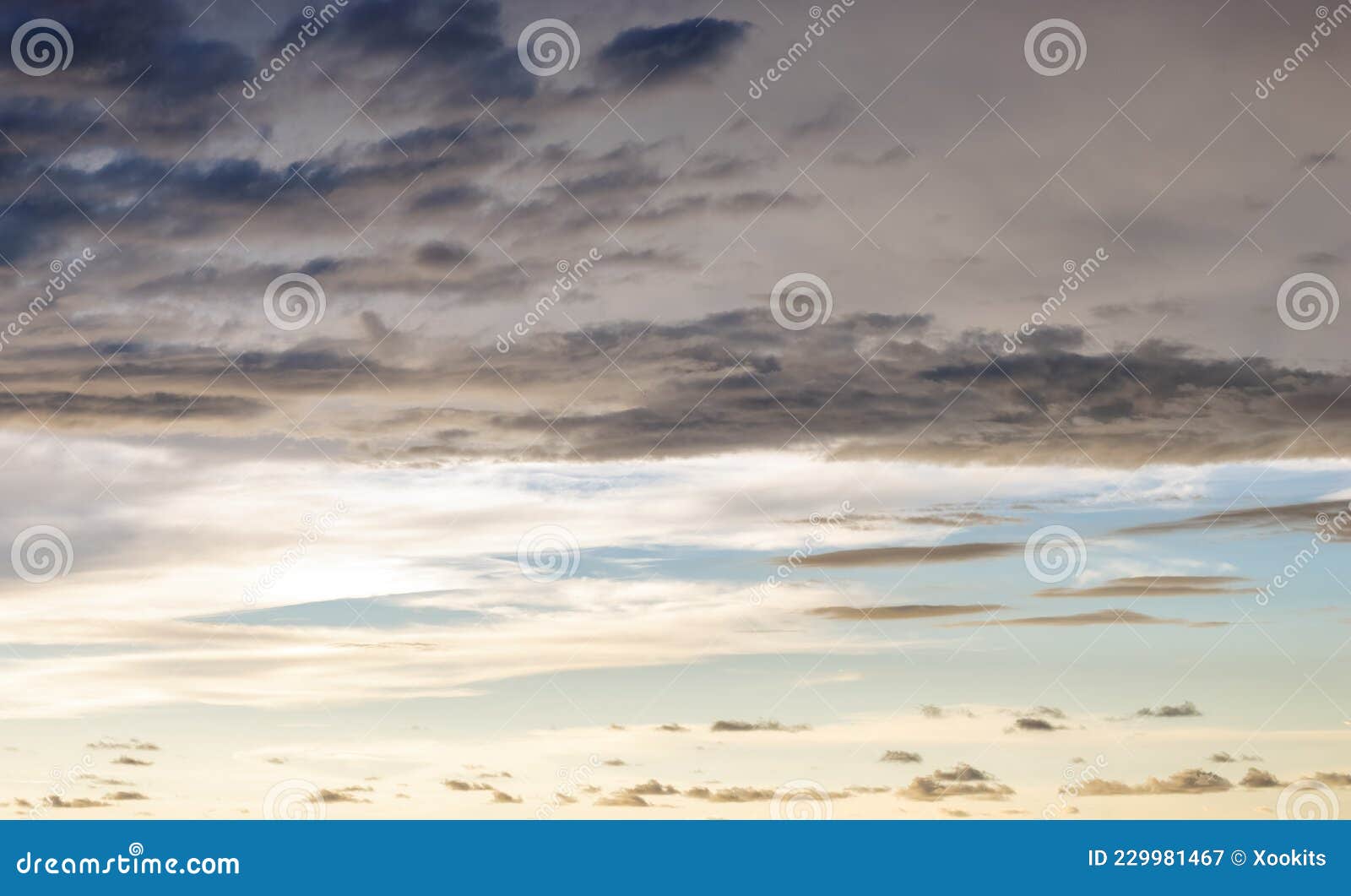 Clean Beautiful Sky with Scattered Clouds before the Evening Stock ...