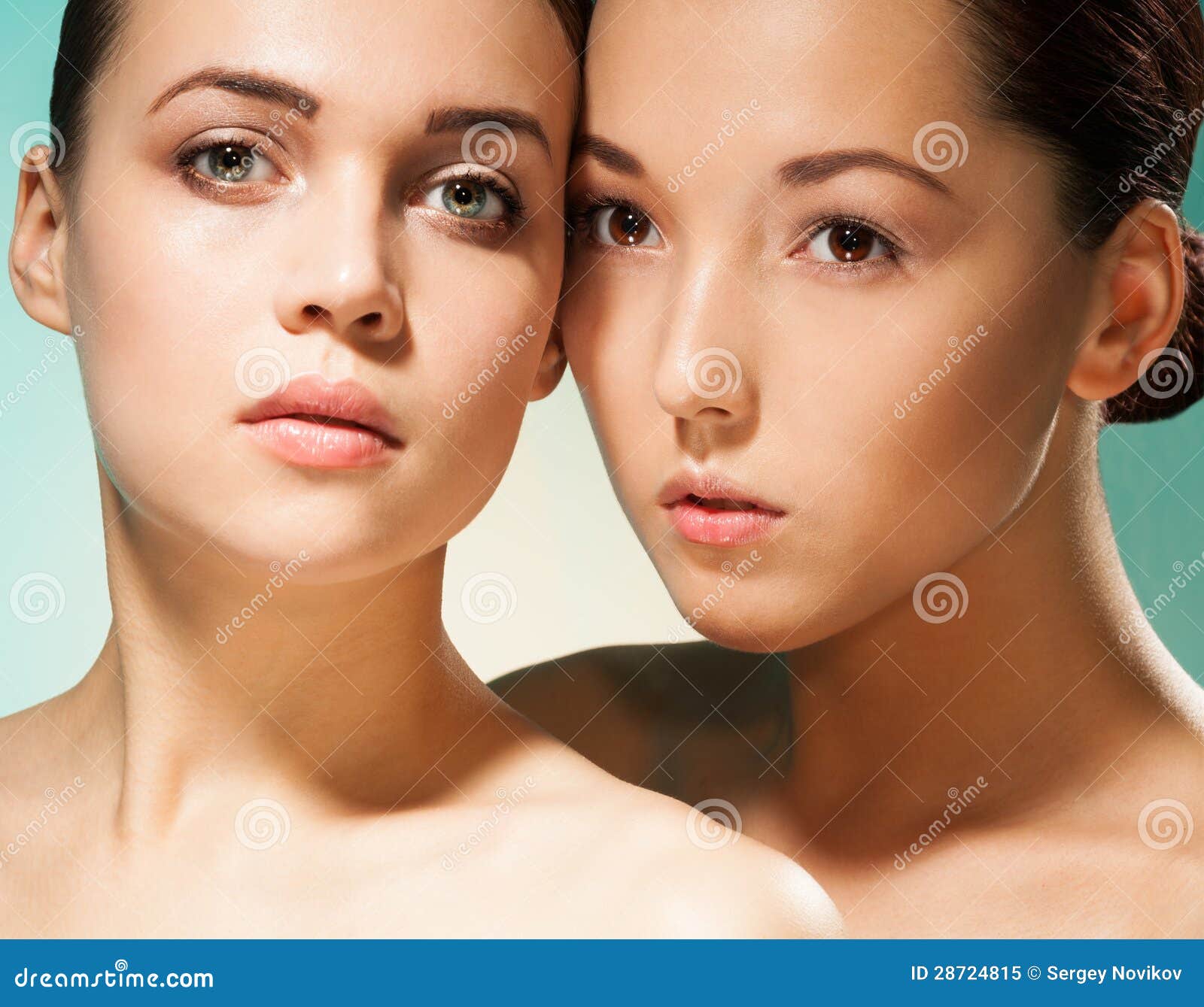 Clean Beauty Portrait of Two Women Stock Image - Image of relax, female ...