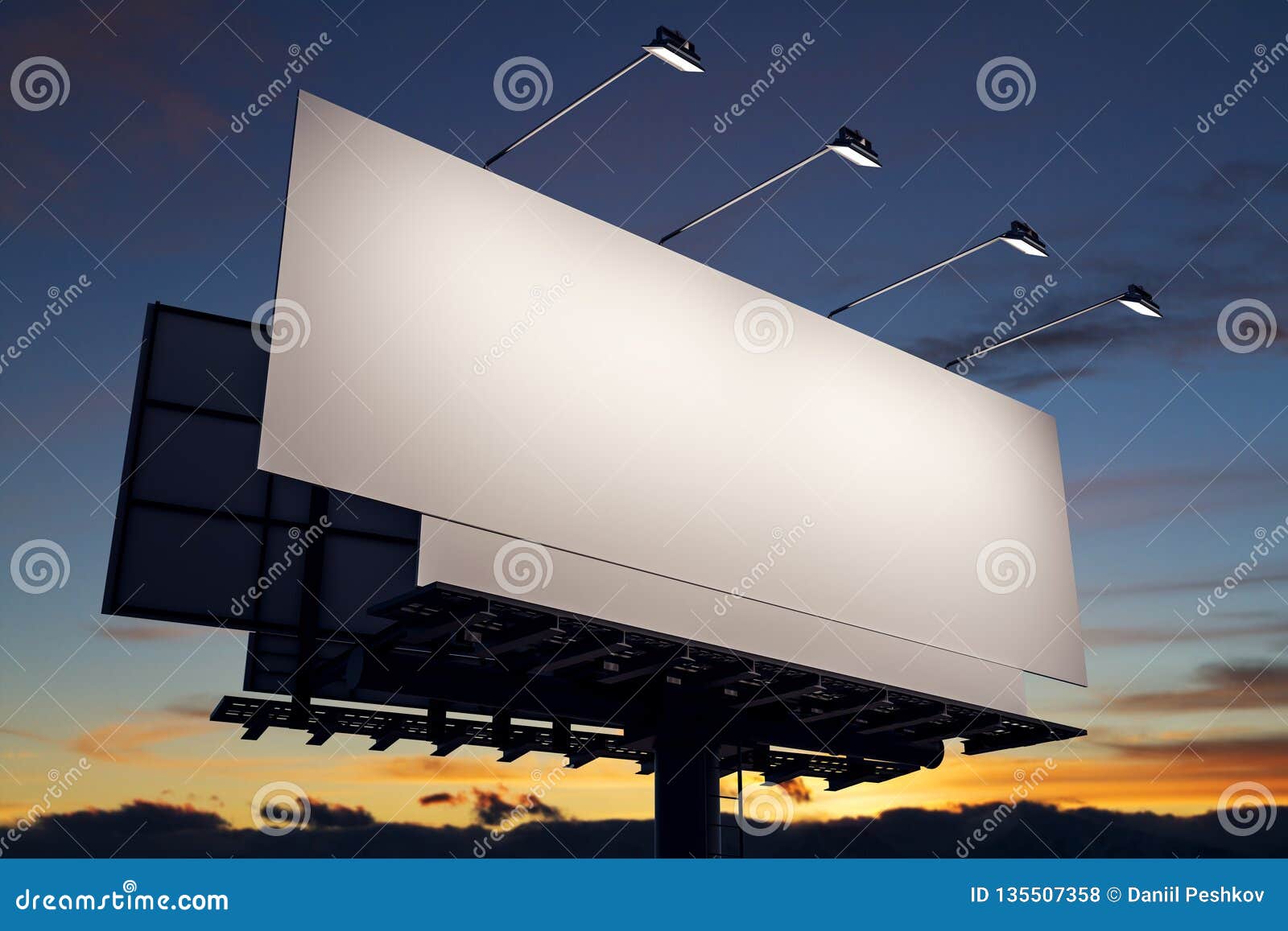 Clean Billboard on Sky Background Stock Illustration - Illustration of ...