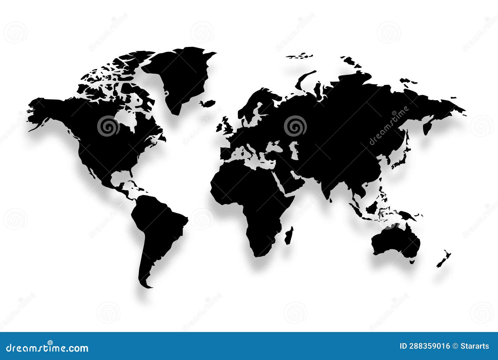 Clean Black World Map in Silhouette Style Template Design Vector Stock ...