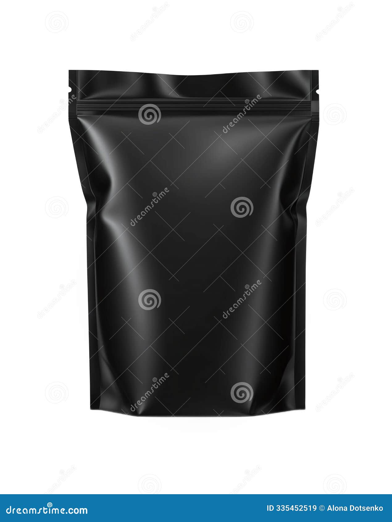 Clean Black Zip Package with Zipper Coffee Packaging, Mockup Isolated ...