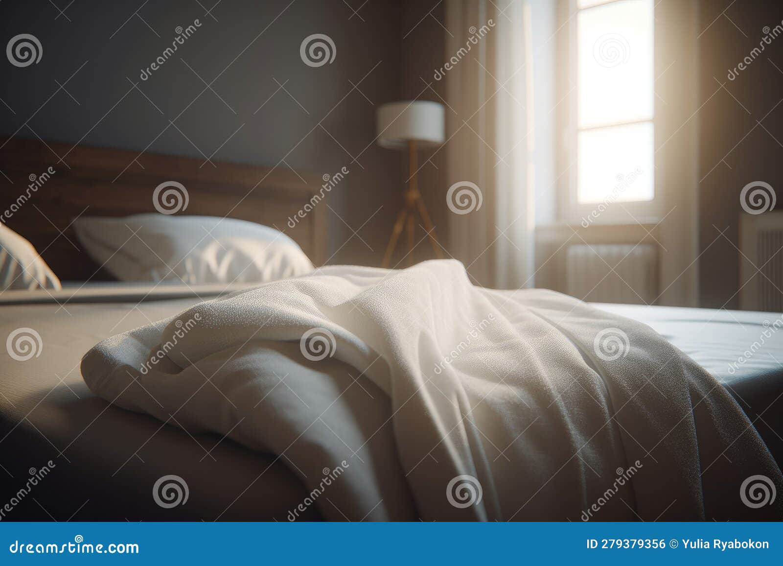 Clean Blank Bed Morning. Generate Ai Stock Illustration - Illustration ...