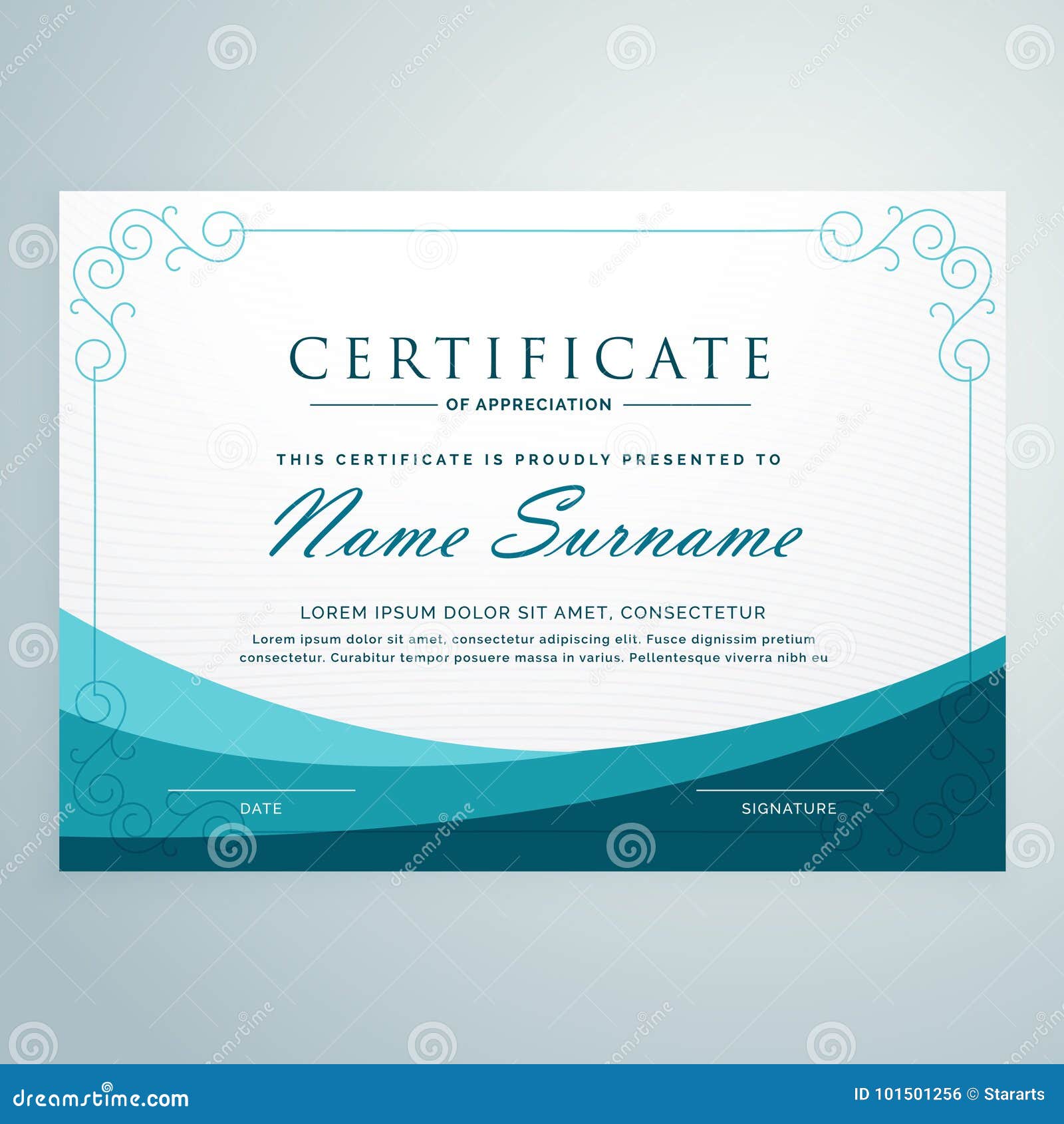 Clean Blue Certificate Design Modern Template Stock Vector ...
