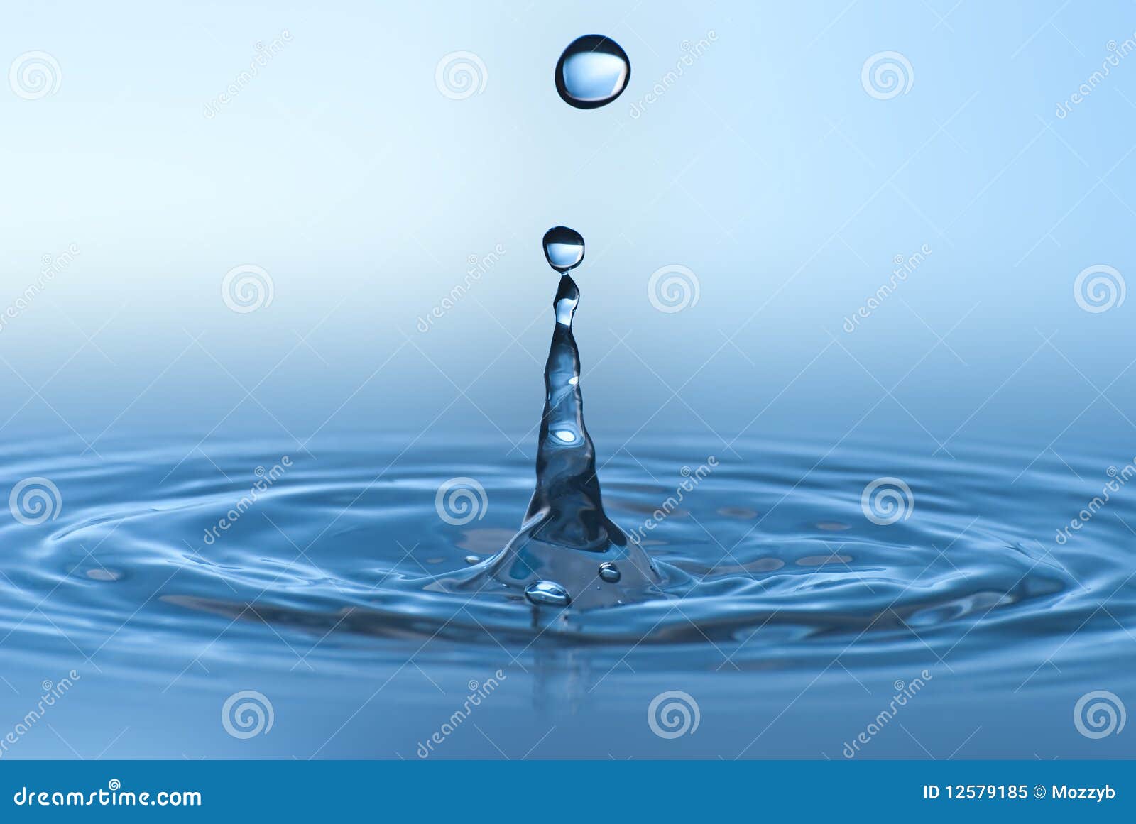 Clean Blue Drop of Water Splashing in Clear Water Stock Image - Image ...