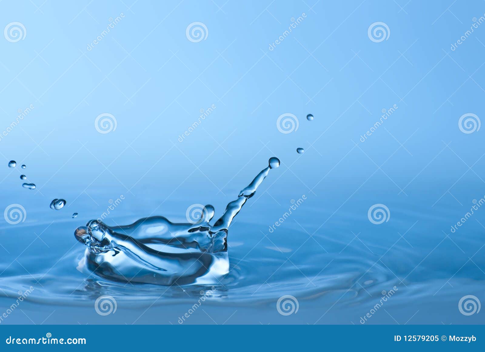 Clean Blue Drop of Water Splashing in Clear Water Stock Image - Image ...
