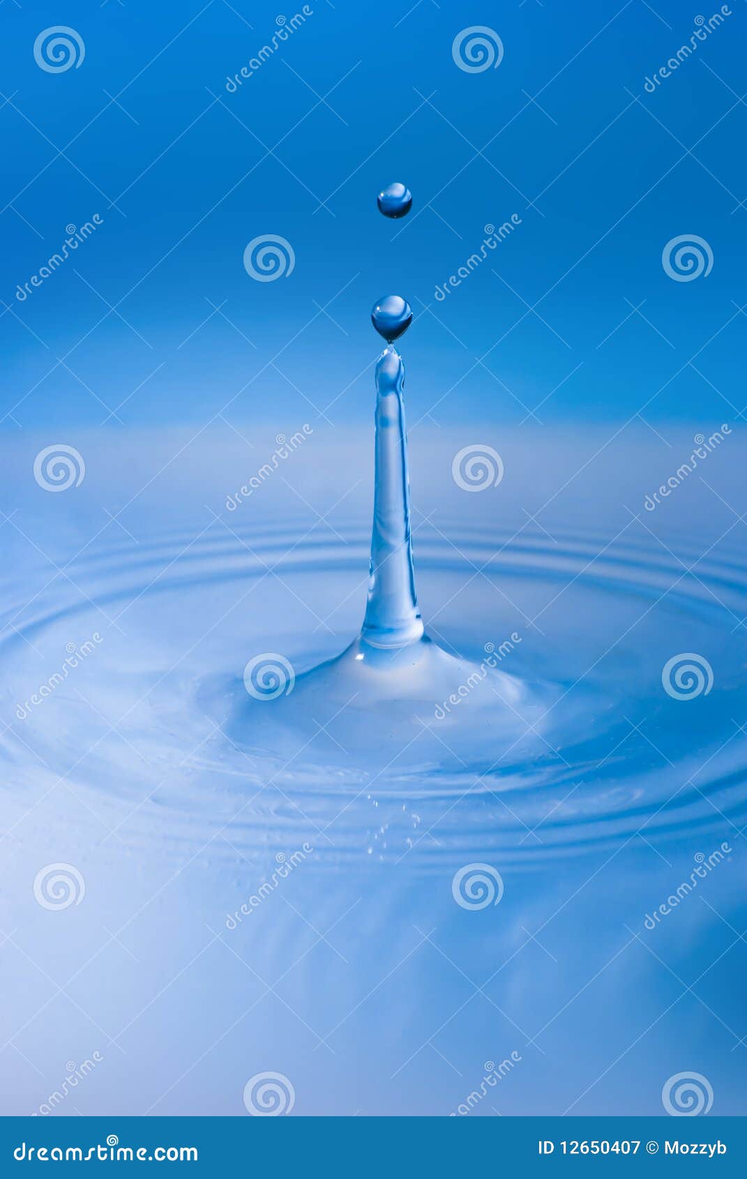 Clean Blue Drop of Water Splashing in Clear Water Stock Image - Image ...