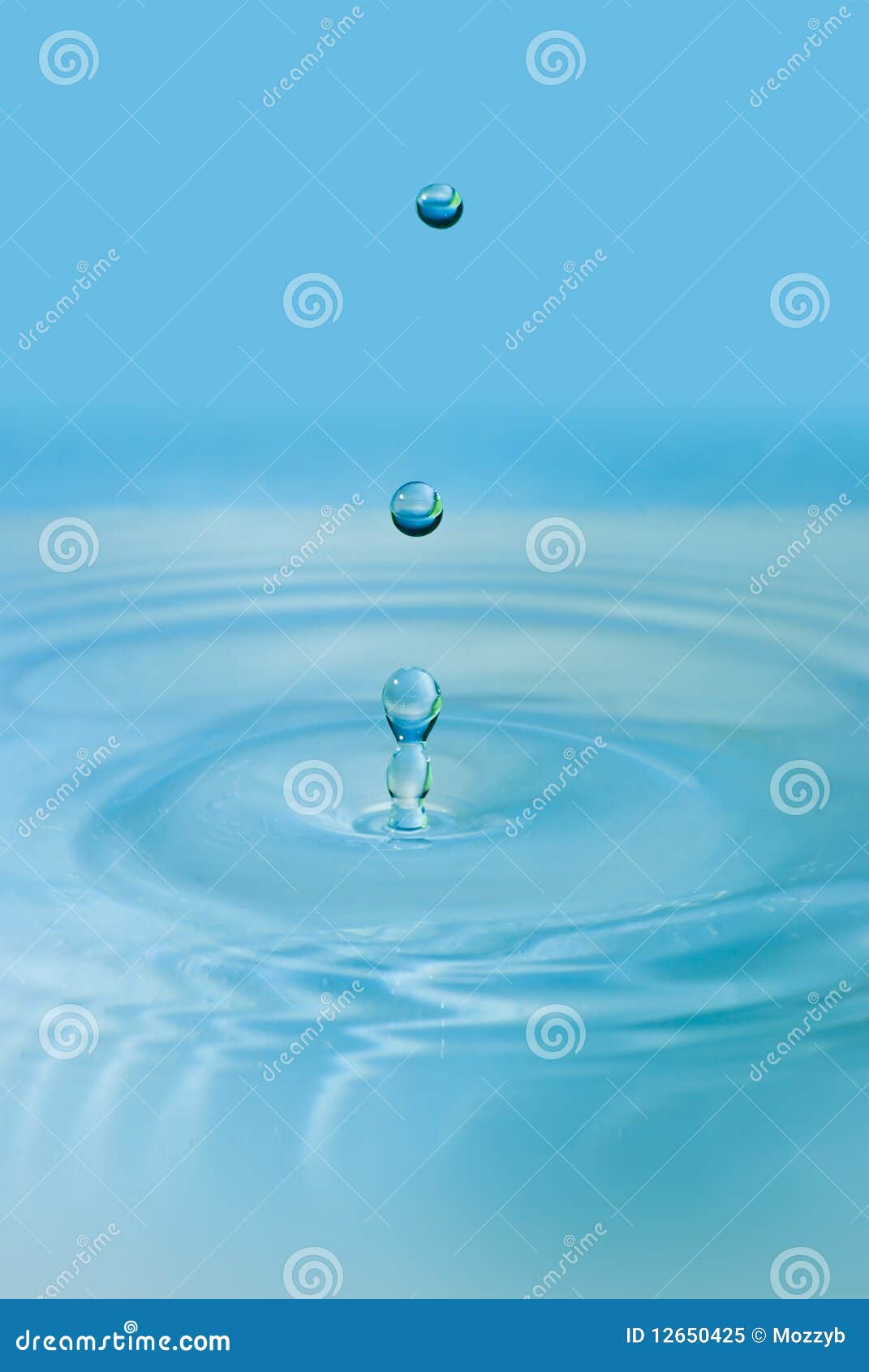 Clean Blue Drop of Water Splashing in Clear Water Stock Image - Image ...