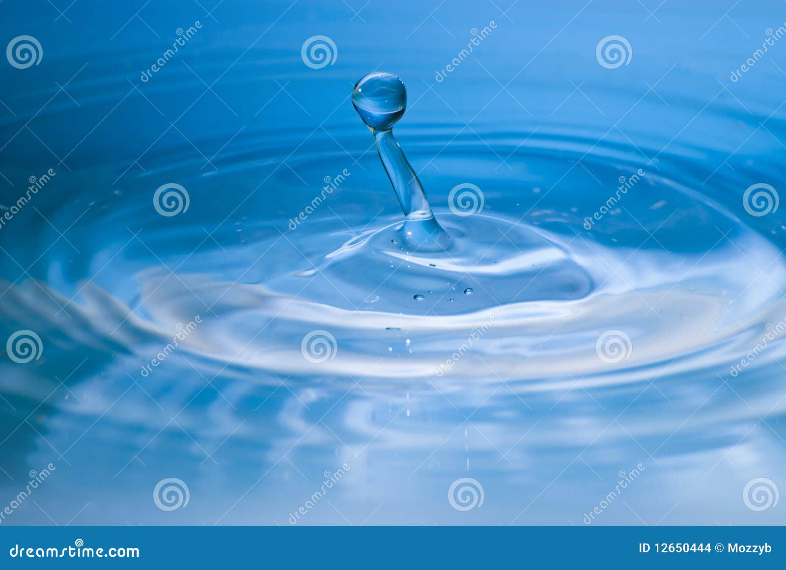 Clean Blue Drop of Water Splashing in Clear Water Stock Photo - Image ...