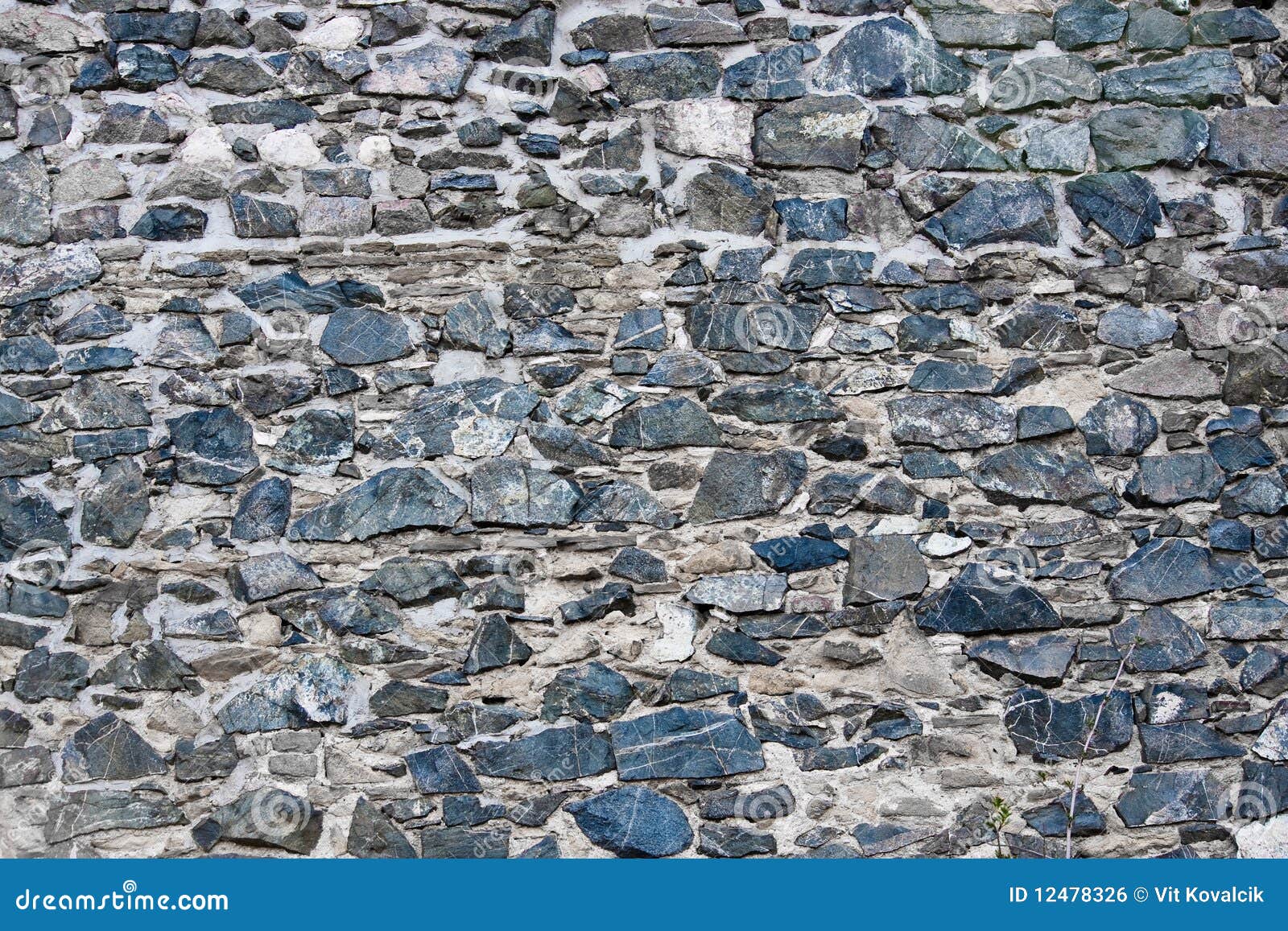 Clean Bluish Stones in a Wall Stock Photo - Image of rocks, interior ...