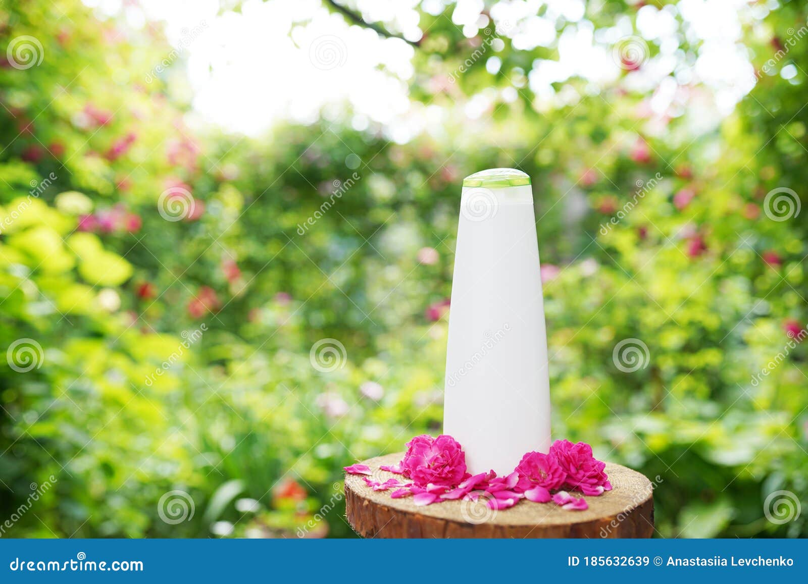 Clean Body Lotion or Shampoo Bottle on Wood Table Stock Image - Image ...