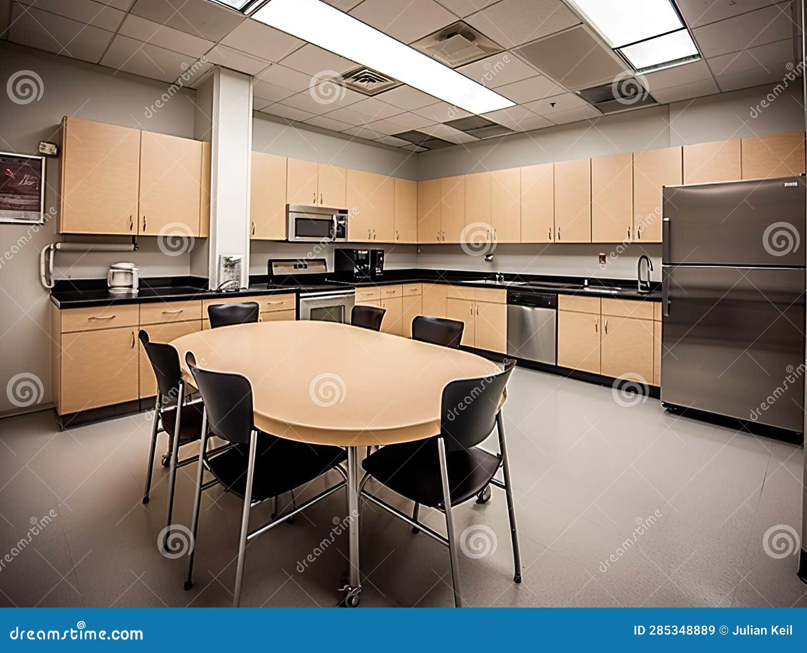 Clean Bright Break Room With Fridge Stock Image | CartoonDealer.com ...