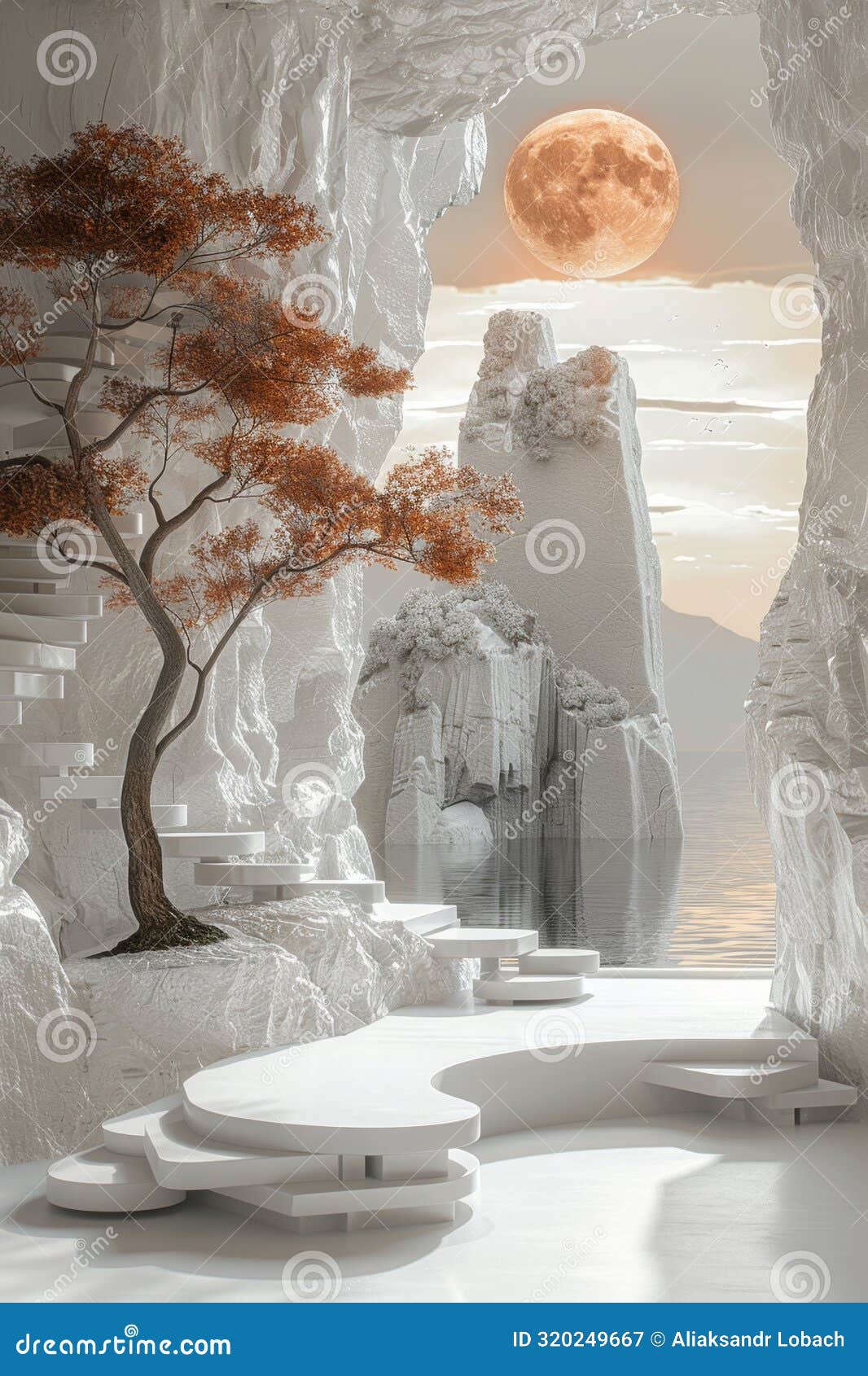 Clean Bright Futuristic Interior. Interior in Light Beige Colors Stock ...