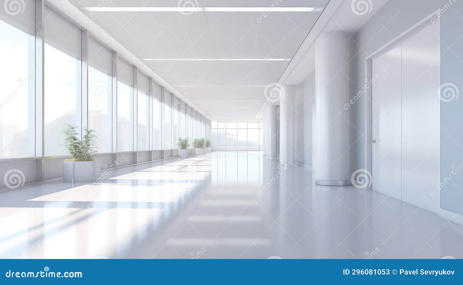 Clean Bright Inside Corridor Background Stock Illustration ...