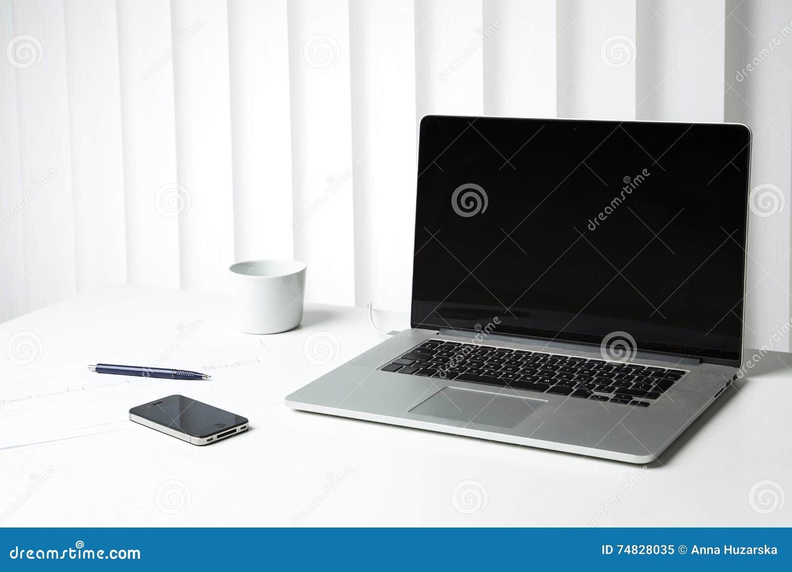 Clean, Bright, Modern Office Desk Stock Image - Image of calendar ...