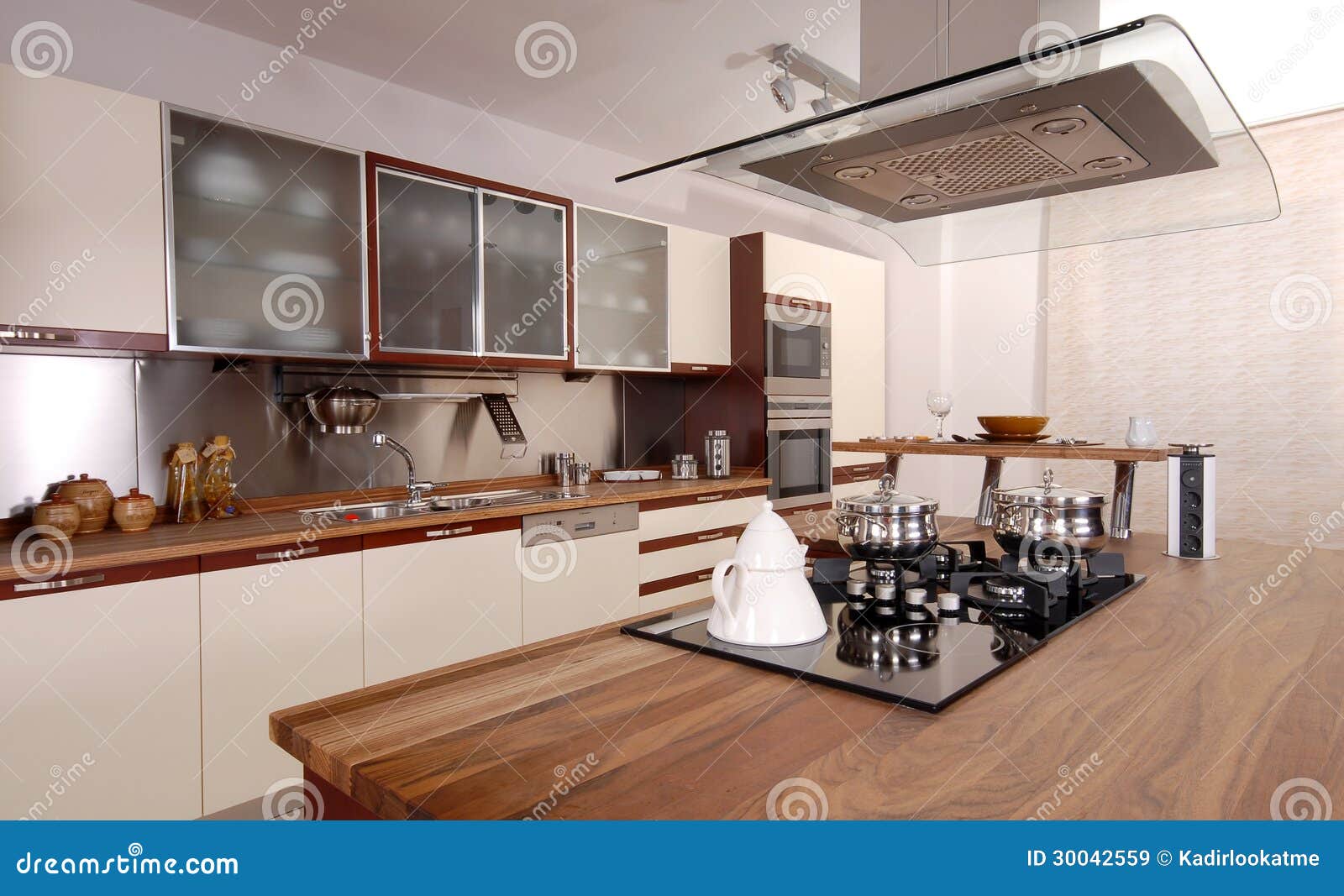 Clean Modern Kitchen stock image. Image of appliances - 30042559