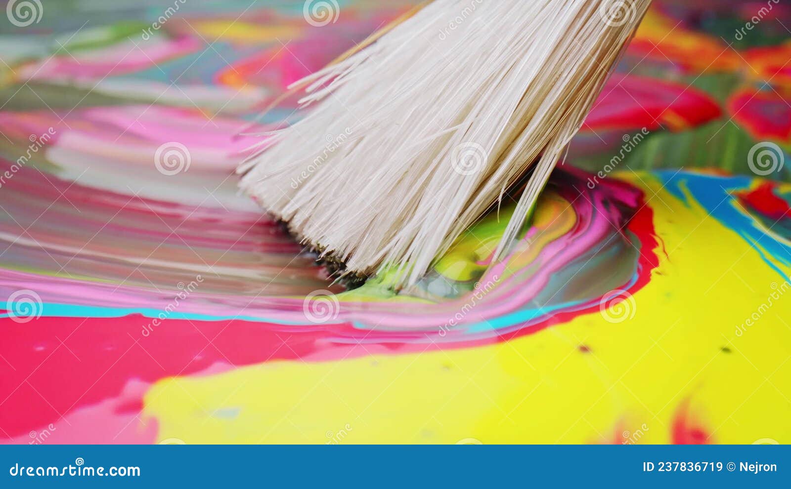 Clean Brush Spreading Multi-colored Layer of Paint on Paper Stock Video ...