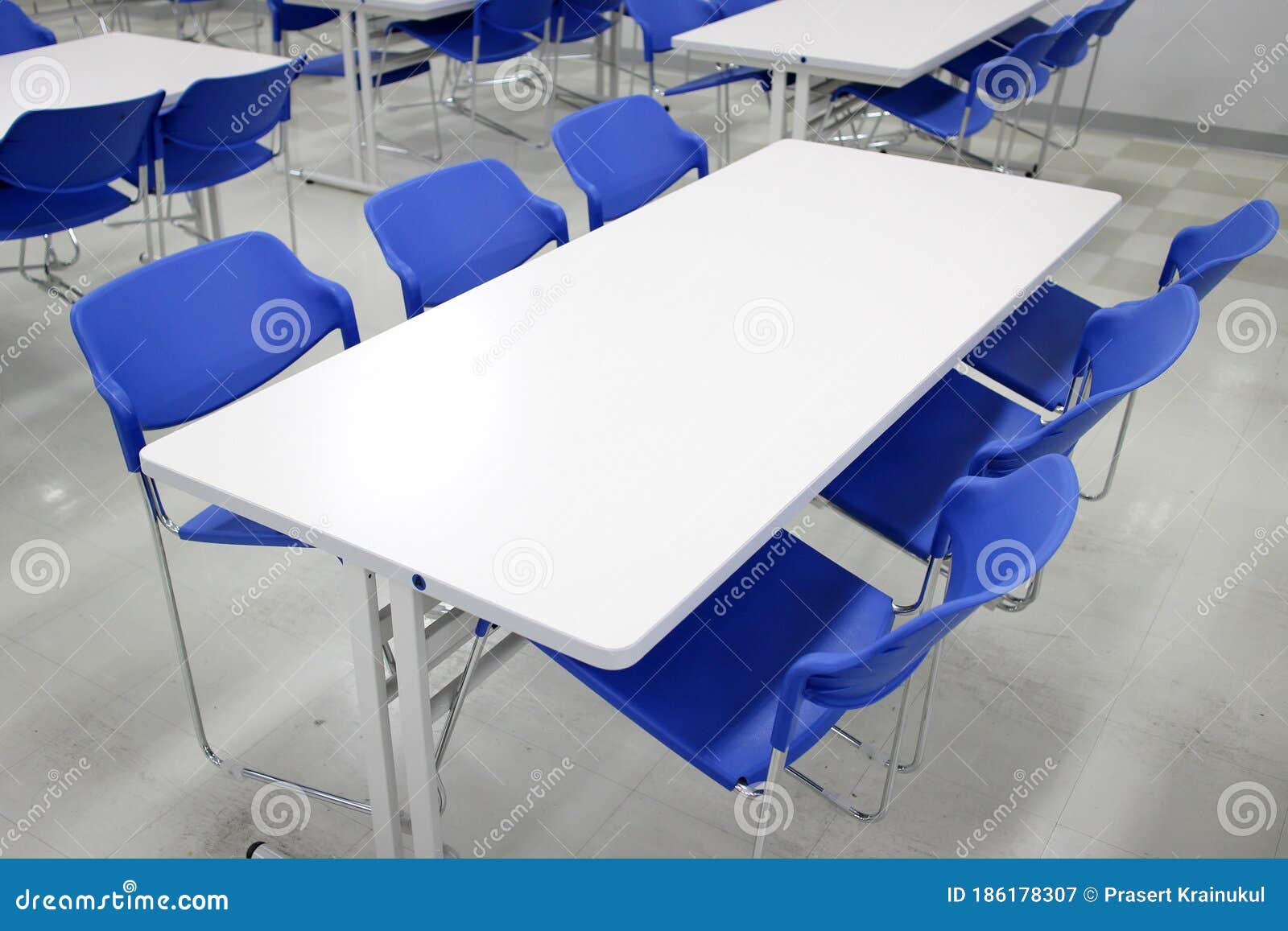 Clean Cafeteria with Empty Seats and Tables Stock Image - Image of ...