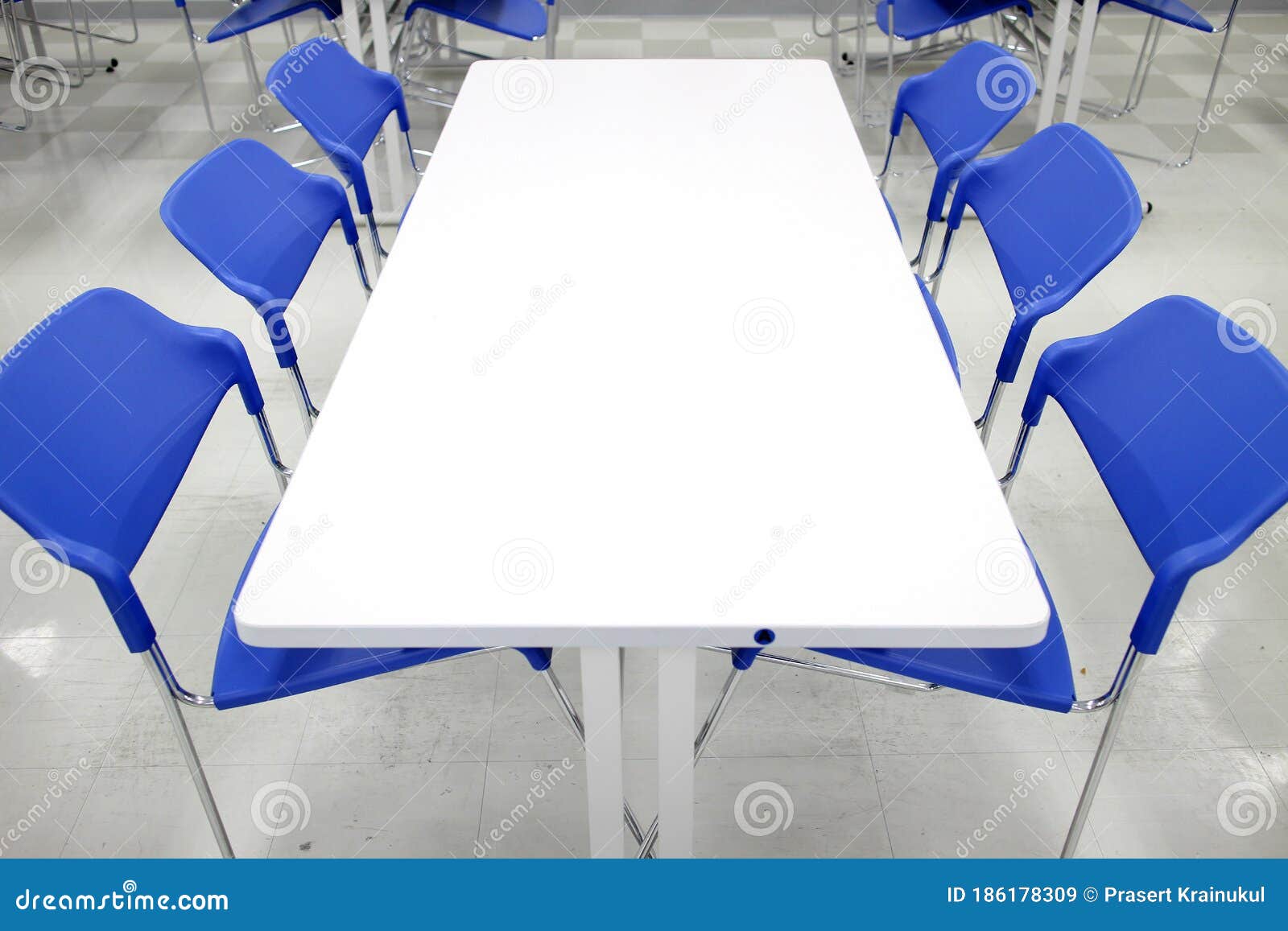 Clean Cafeteria with Empty Seats and Tables Stock Image - Image of ...