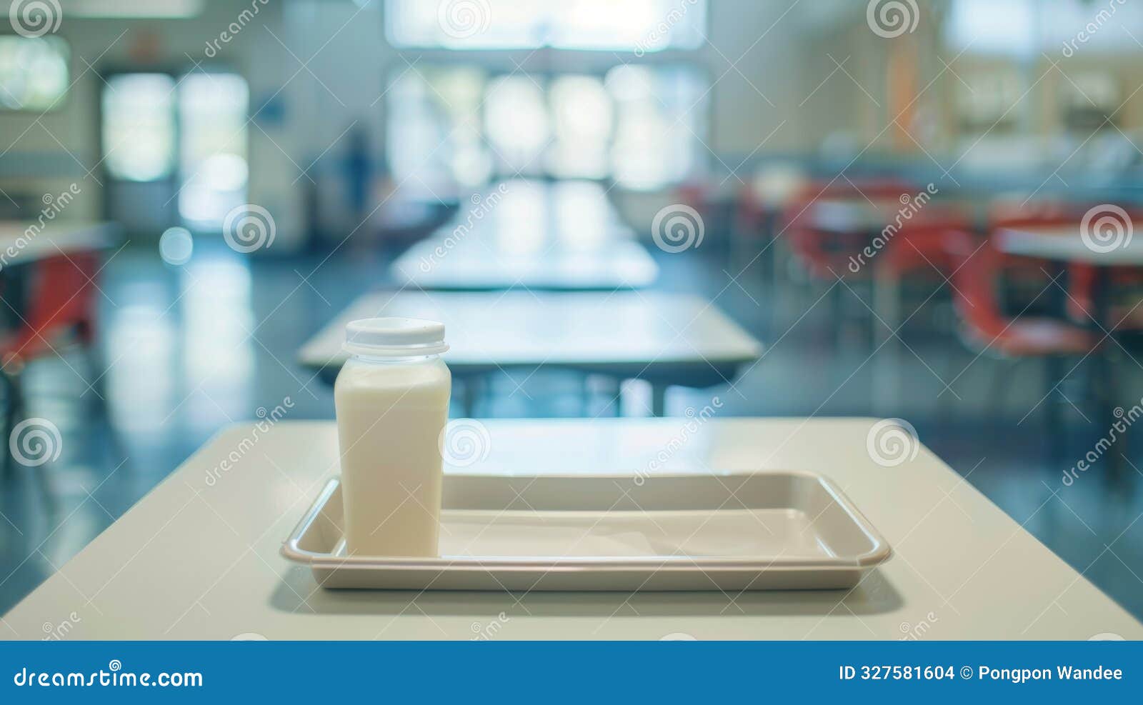 Clean Cafeteria Table with Tray and Milk Carton Stock Illustration ...