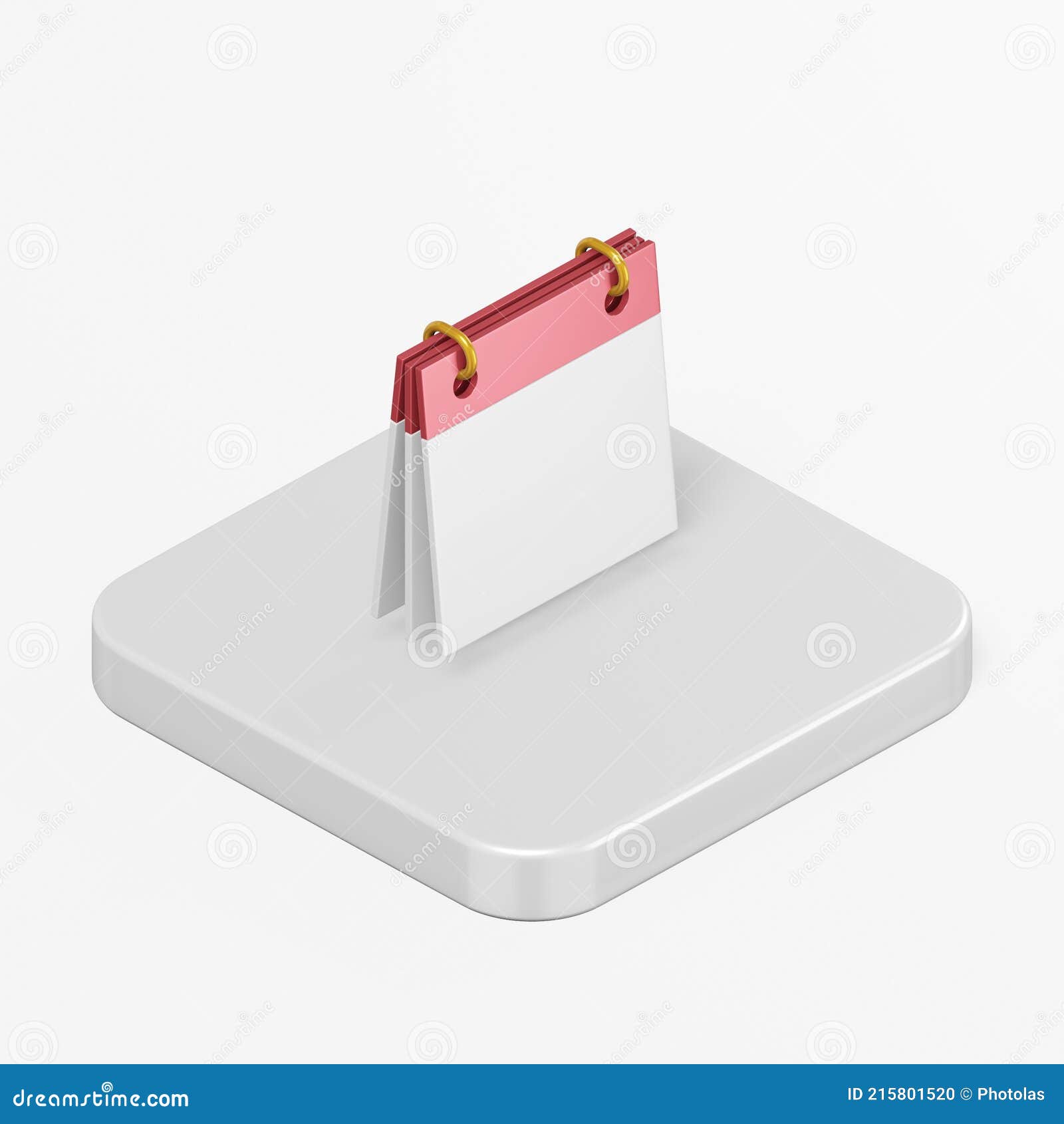 Clean Calendar Icon. 3d Rendering Square Button Key Isometric View, Interface Ui Ux Element ...