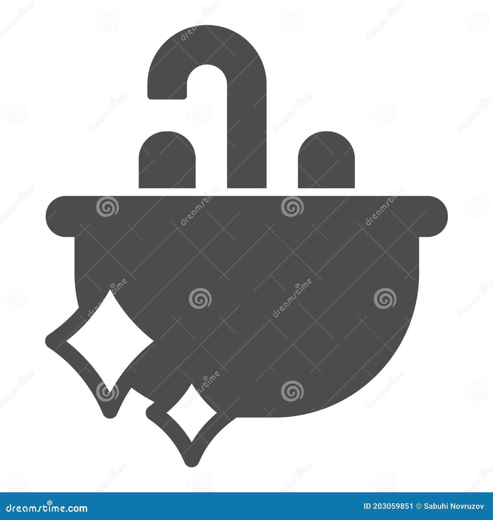 Clean Ceramic Sink Solid Icon, Hygiene Routine Concept, Washbasin Sign ...