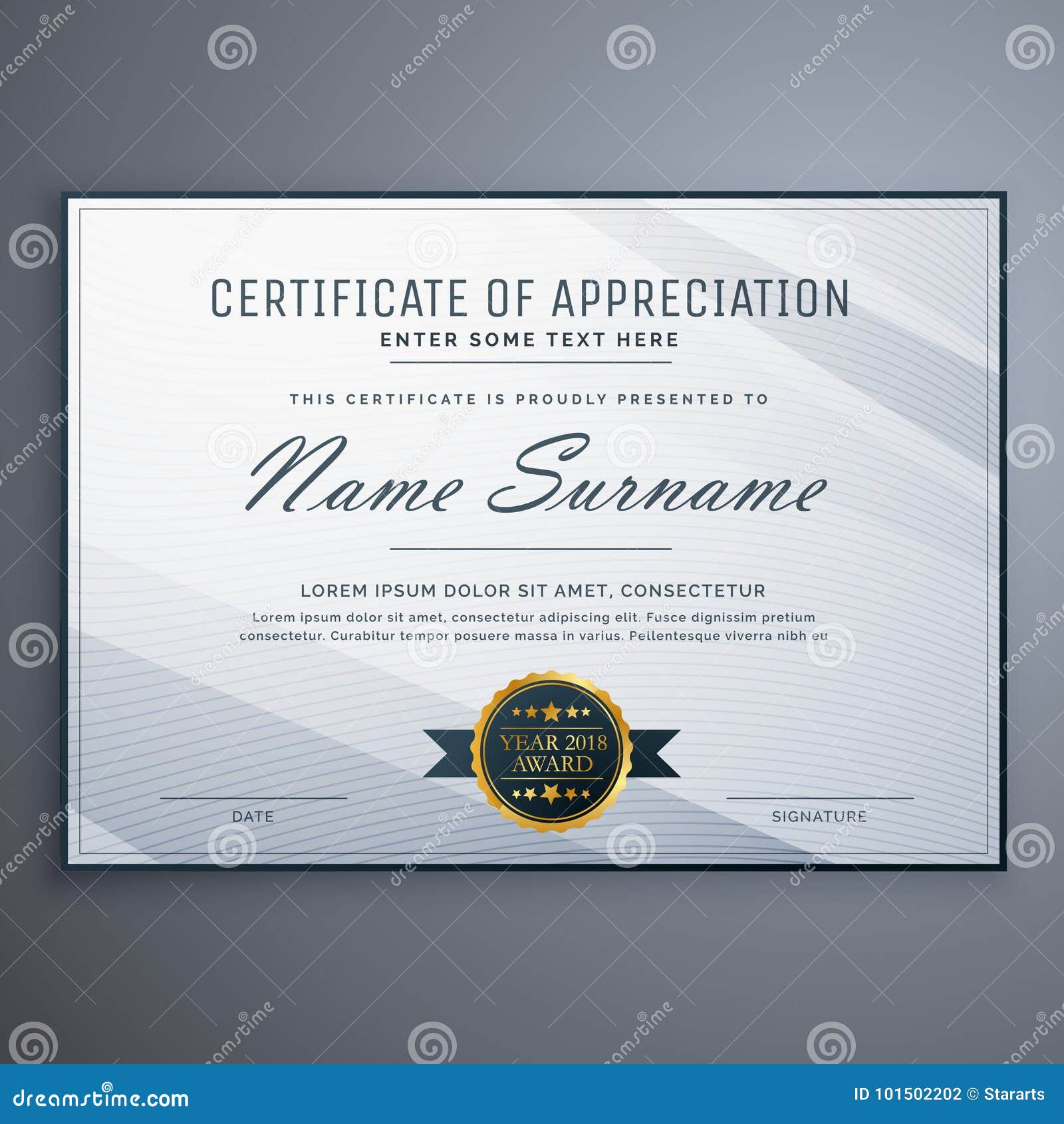 Clean Certificate of Appreciation Template Design Stock Vector ...