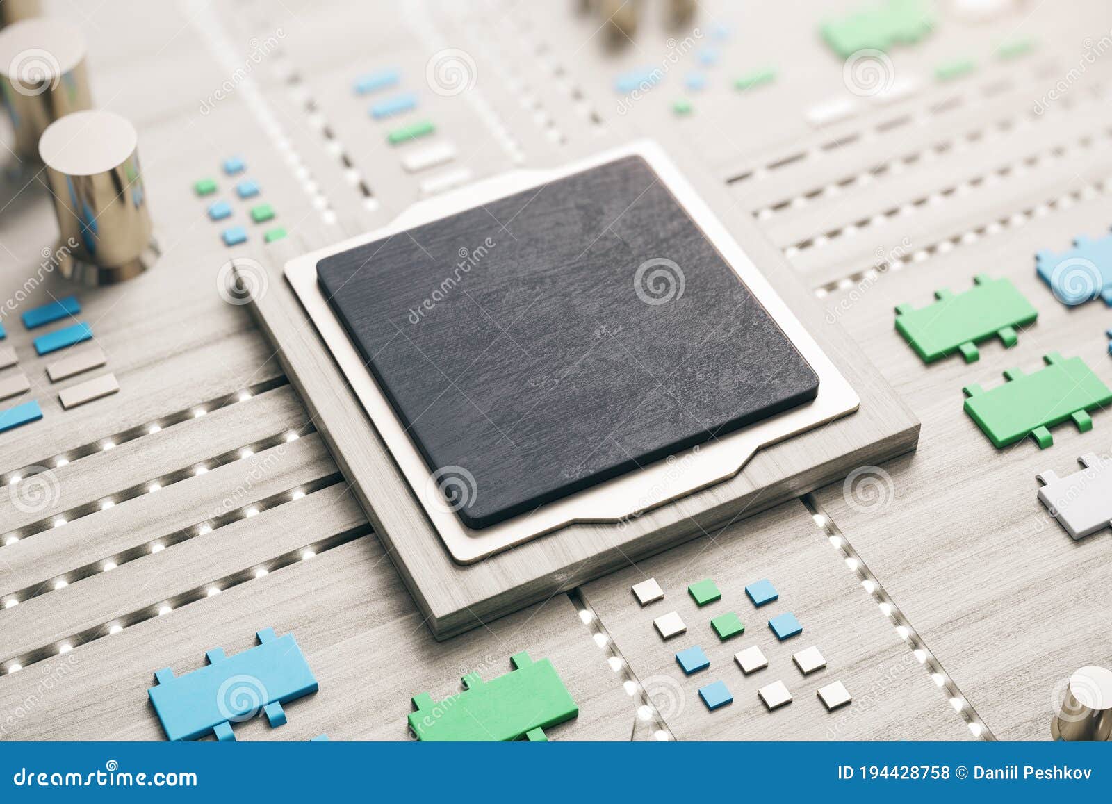 Clean Circuit Chip Plate on Motherboard Stock Illustration ...