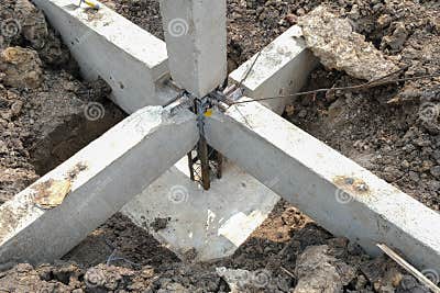 Clean and Clear Foundation Pillar in Pit before Making Joint Concrete ...
