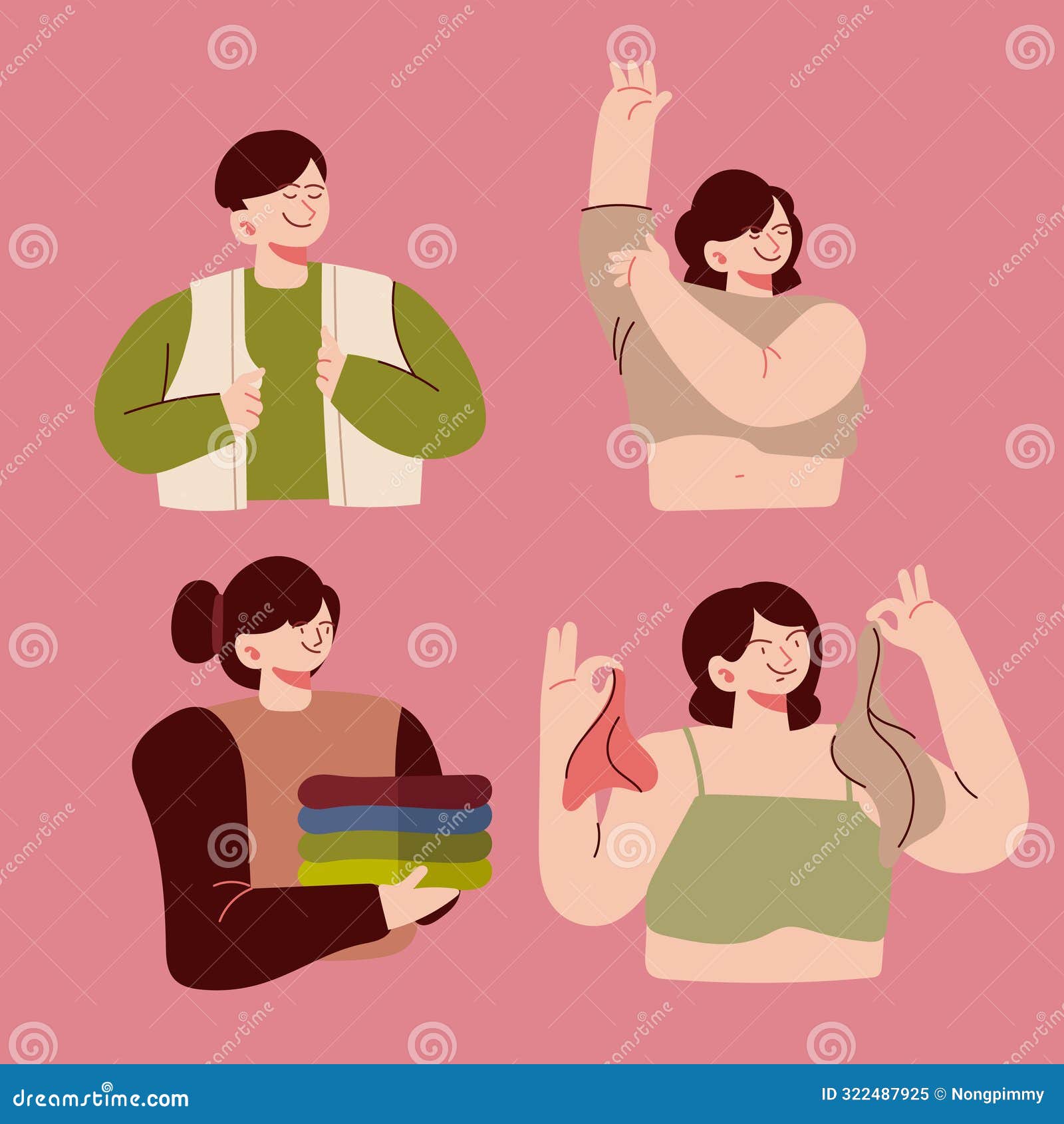 Clean Cloth Cartoon Character Set | CartoonDealer.com #322487925