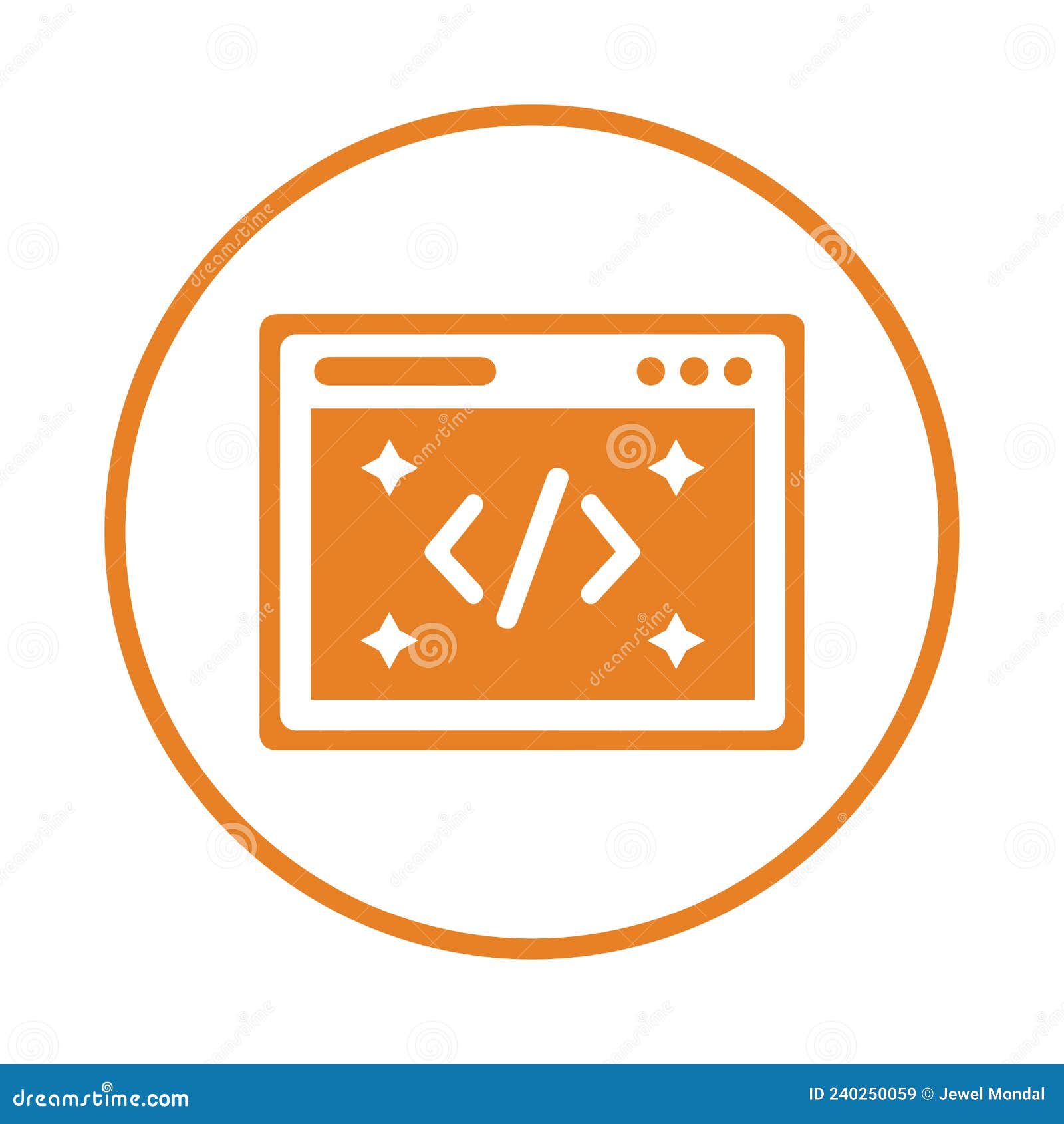 Clean, Coding, Code Icon. Orange Vector Sketch. Stock Vector ...